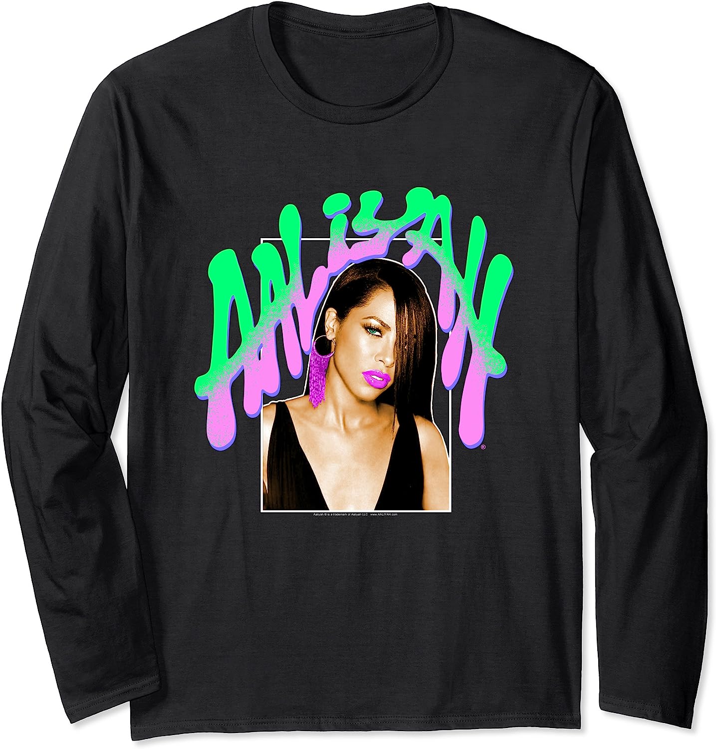 Aaliyah Neon Liquid Text Long Sleeve T-Shirt Designed & Sold By Caryl ...