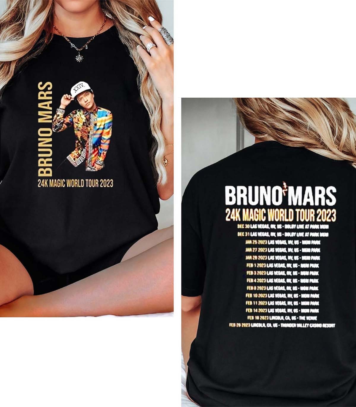 Bruno Mars World Tour 2023 Merch, Bruno Mars Dolby Live, Las Vegas T ...
