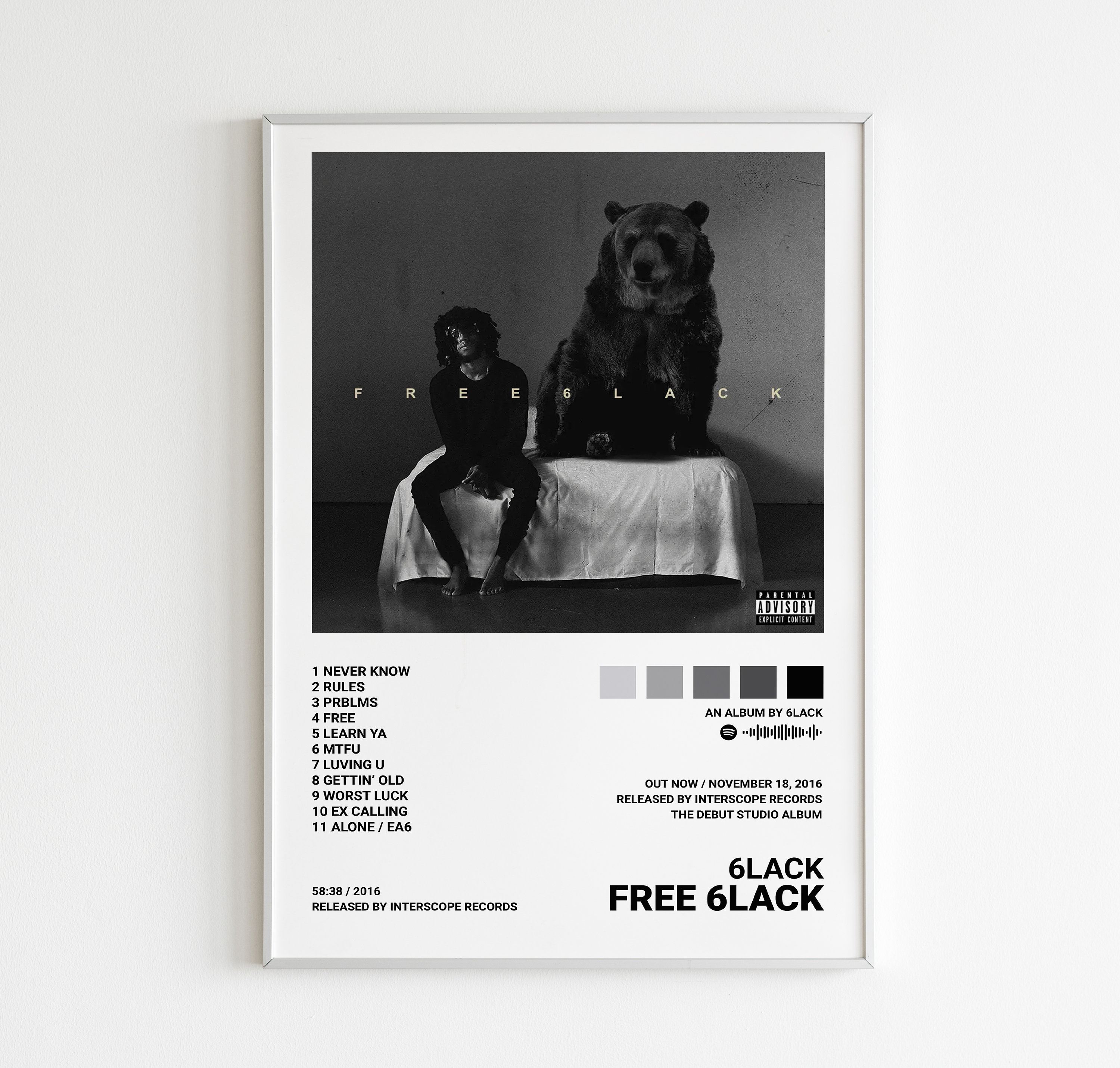 6lack Posters / Free 6lack Poster / Album Cover Poster / Tracklist Poster, Custom Poster, No Frame