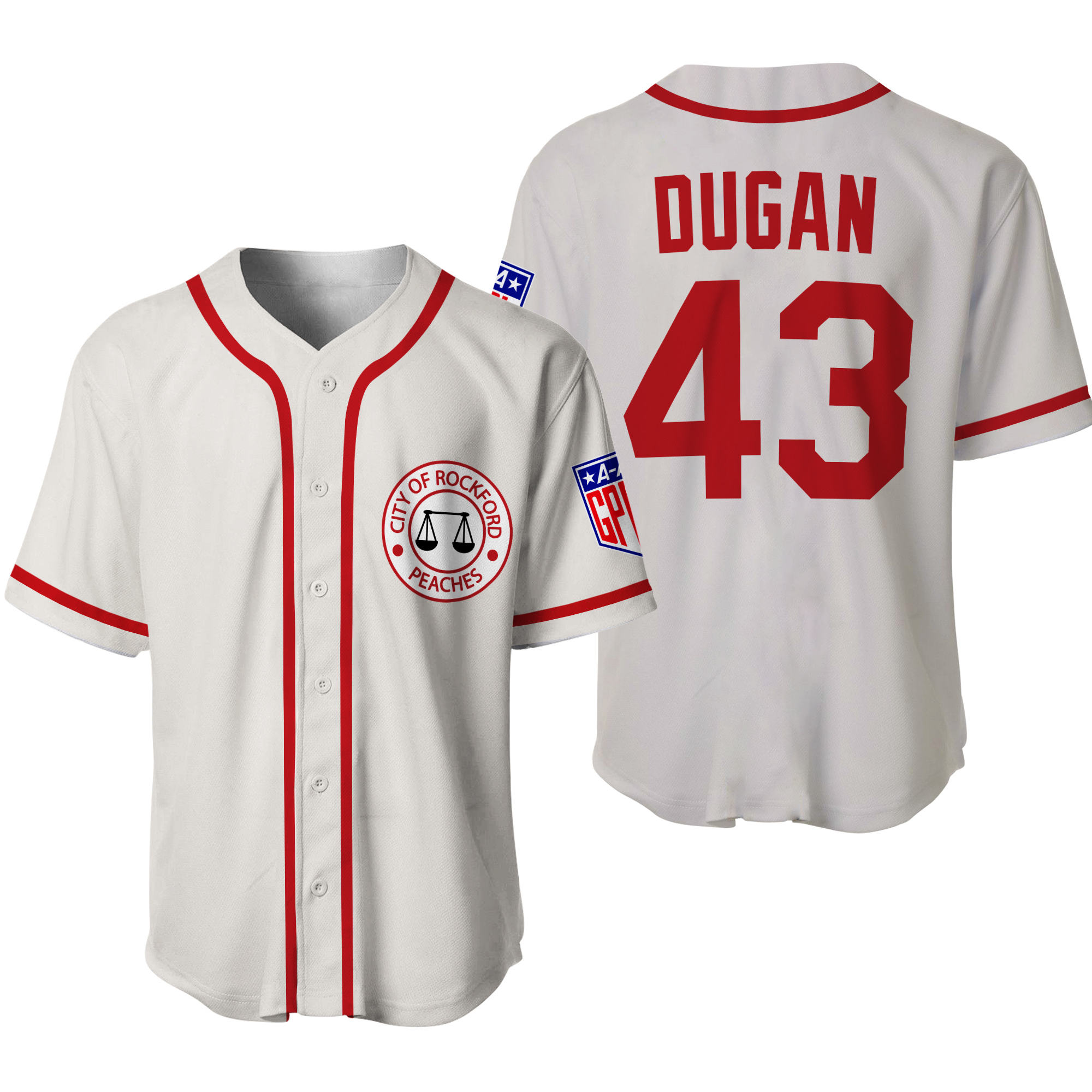 Jimmy Dugan Rockford Peaches A League Of Their Own Jersey Designed ...