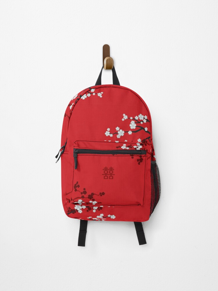 White Oriental Cherry Blossoms On Red And Chinese Wedding Double Happiness | Japanese Sakura ...