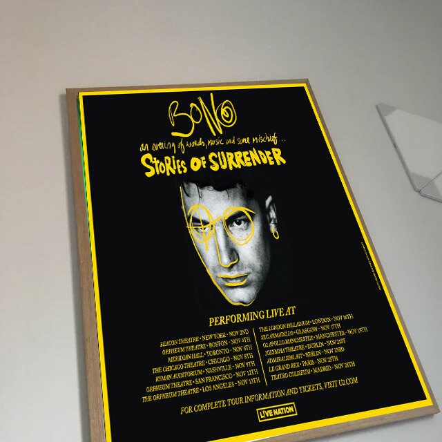 Bono Stories Of Surrender Tour 2023 Poster, Bono Album Poster Designed ...