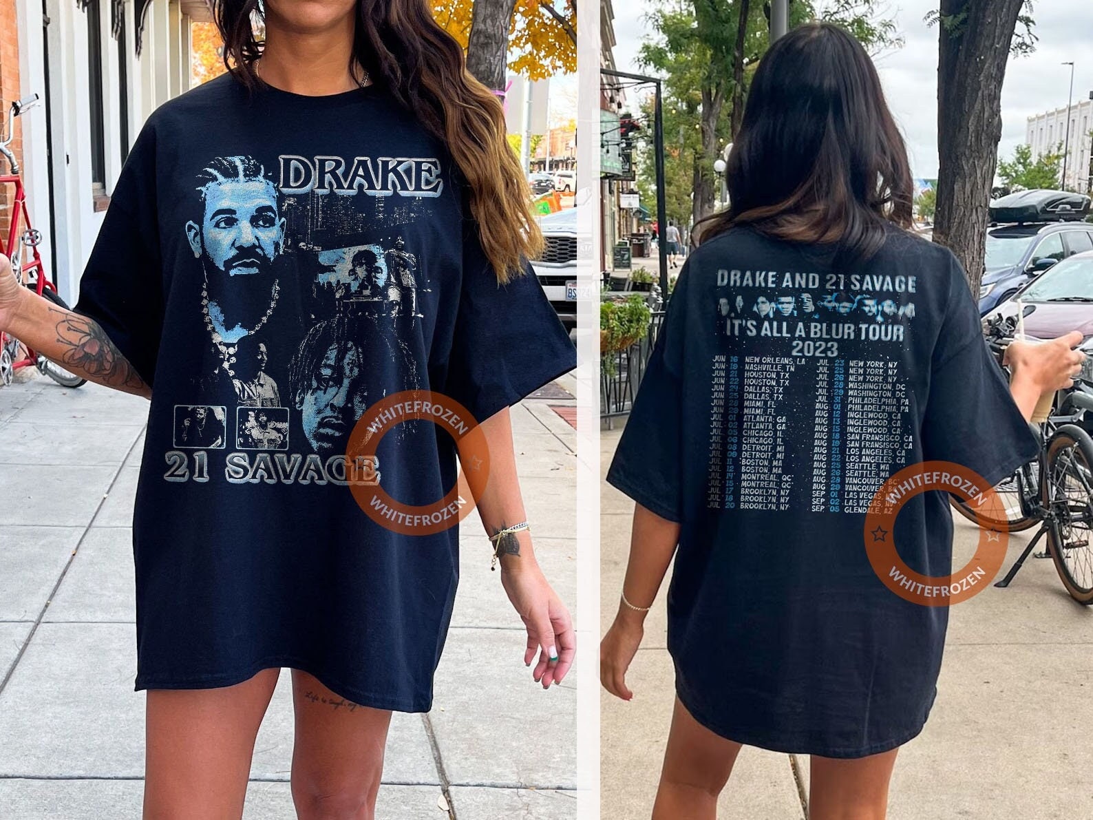 Drake 21 Savage Tour T Shirt, Drake It's All A Blur Tour 2023 Shirt