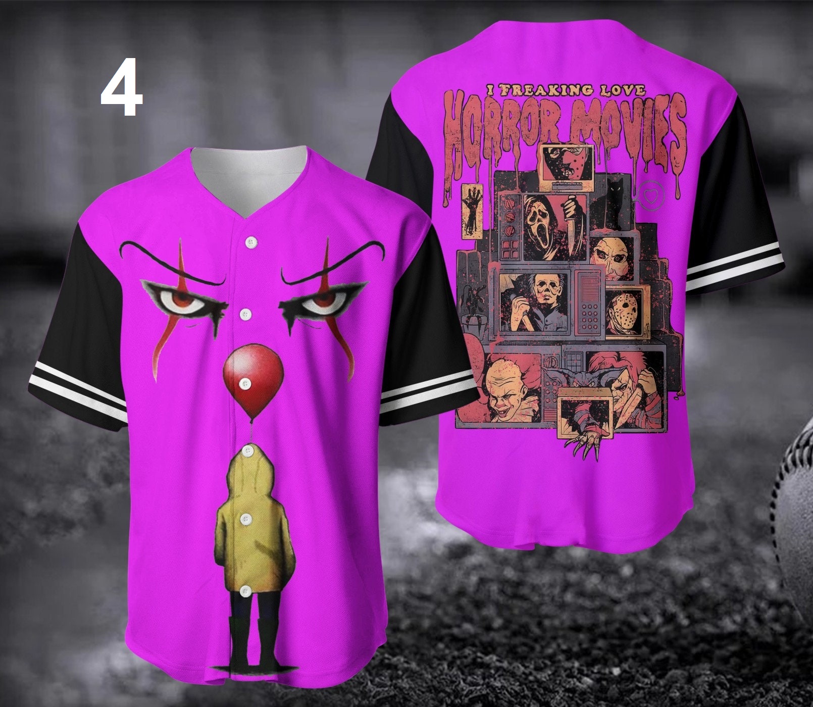 Horror Characters Digital Baseball Jersey