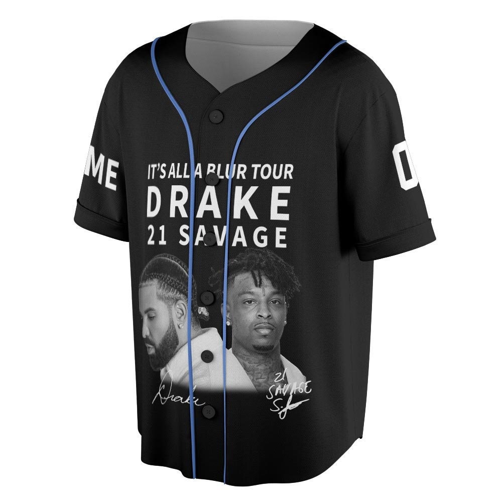 Personalized Drake 21 Savage Rap Baseball Jersey, It's All A Blur Tour ...