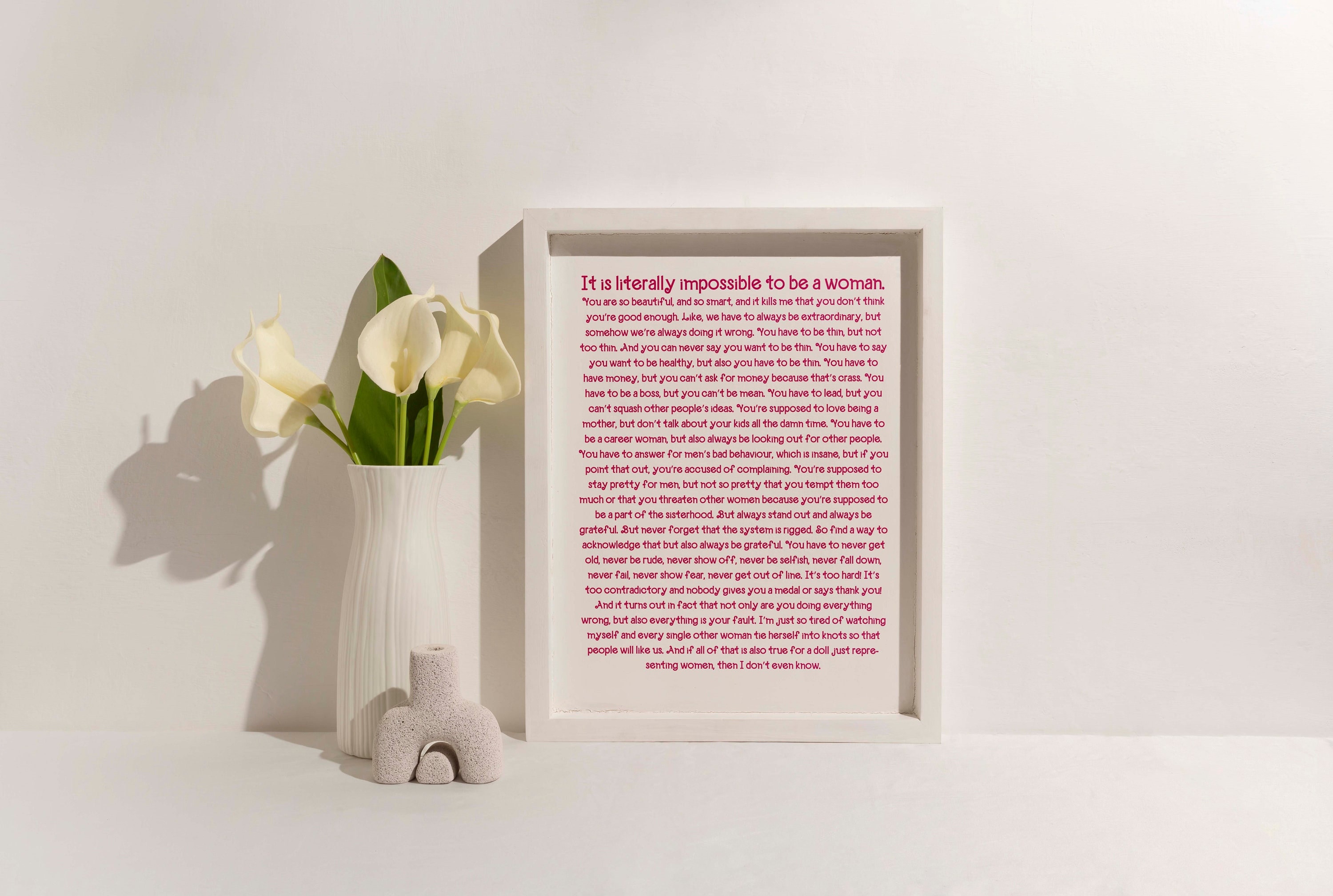 Greta Gerwig Quote Print, Barbie Monologue, It Is Literally Impossible ...