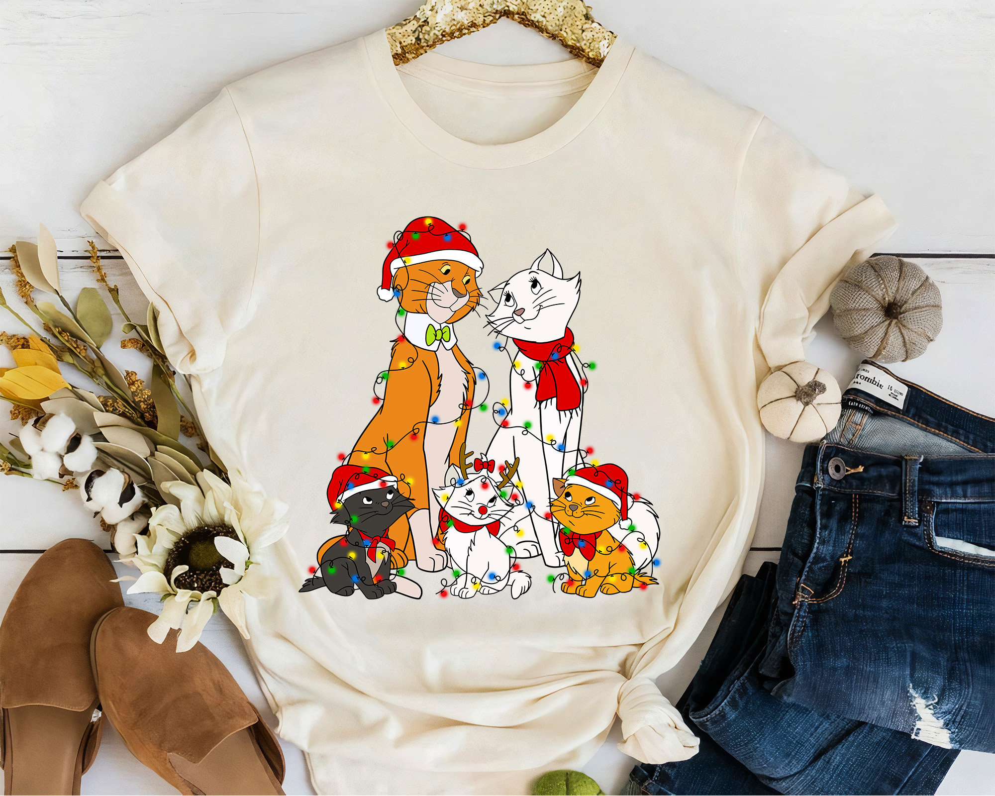 Disney The Aristocats Santa Hat Christmas Light Shirt Designed & Sold ...