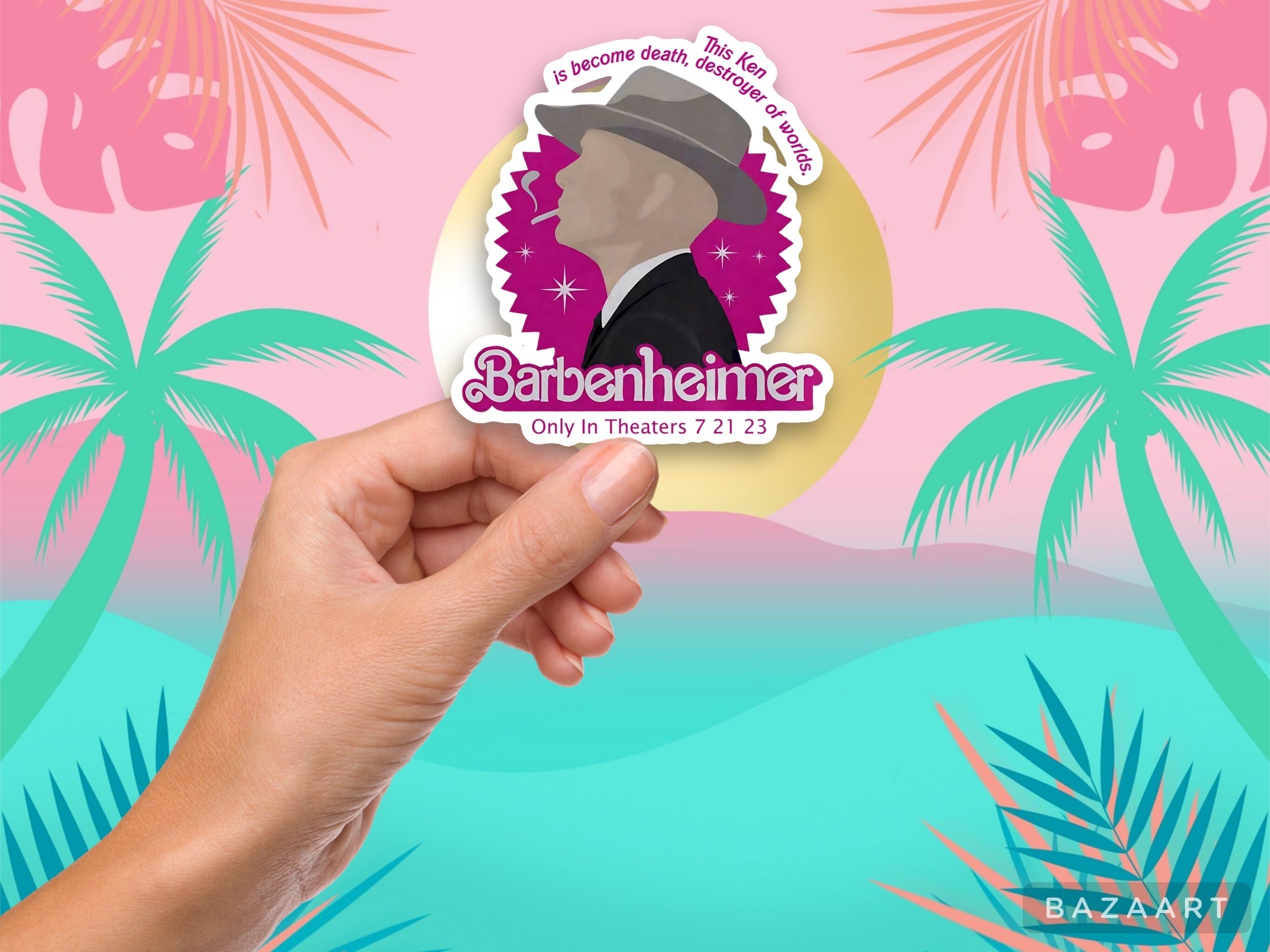 Barbenheimer 2023 Kiss-Cut Stickers | Double Feature | 2023 Films | Movies | Oppenheimer ...