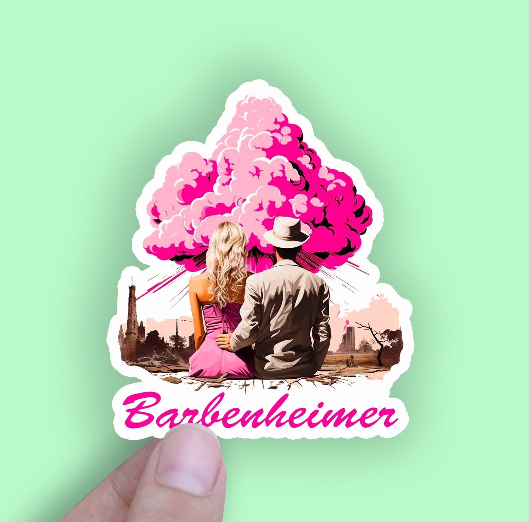 Barbenheimer Sticker, Barb Oppenheimer Sticker, Barb Collab Oppenheimer ...