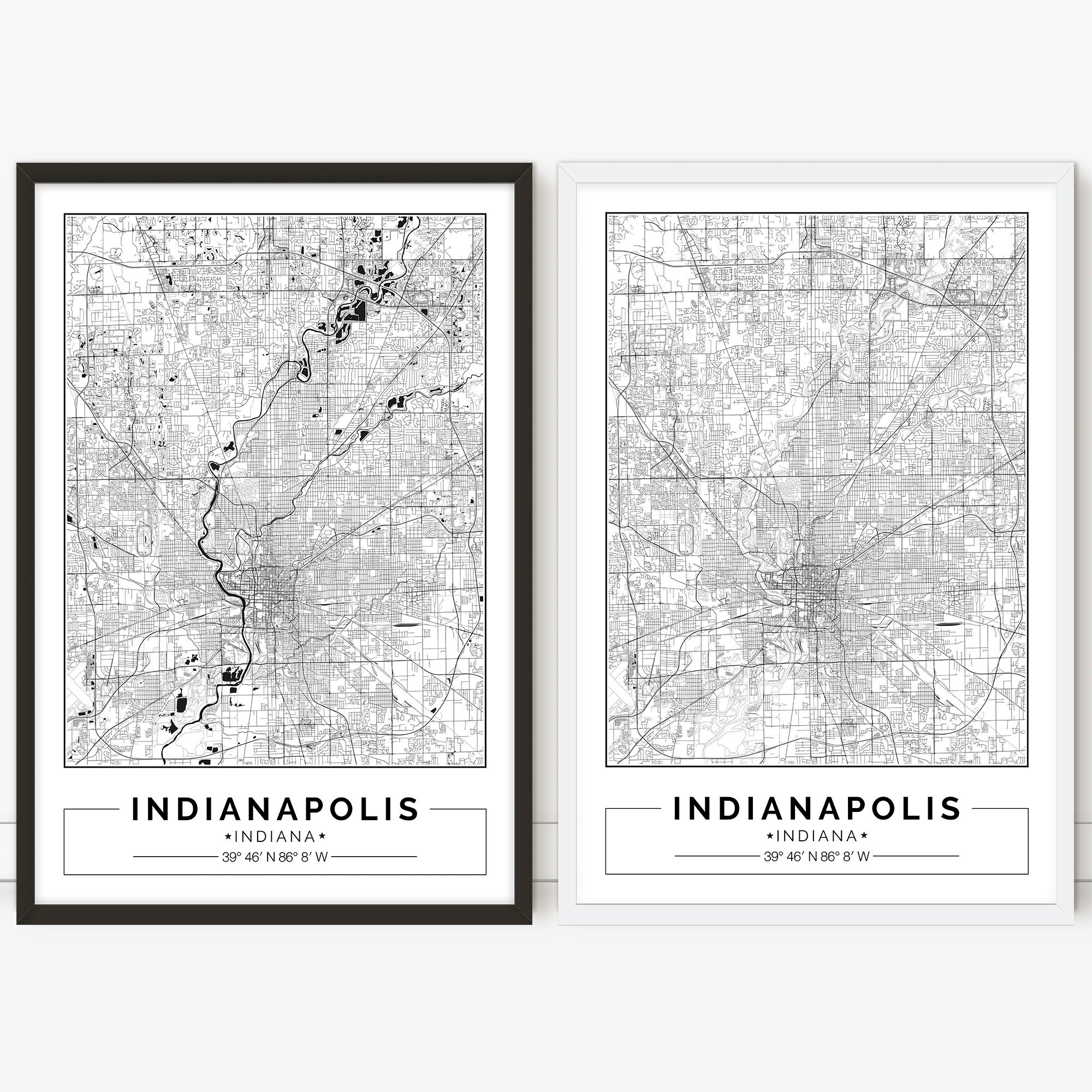 Indianapolis Map, Indiana, City Map, Digital Poster, Printable, Wall ...