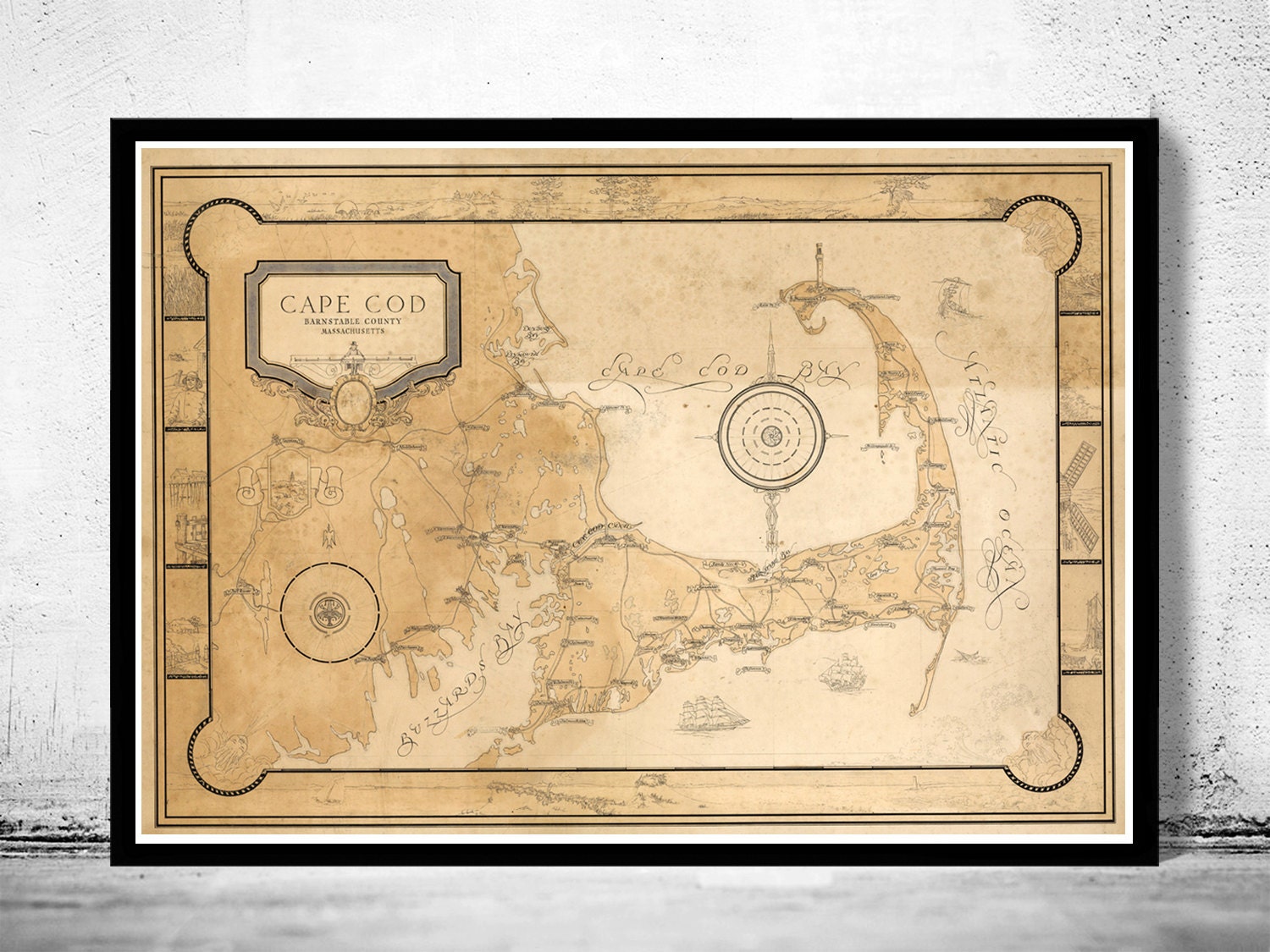 Old Map Of Cape Cod Massachusetts 1931 Vintage Map | Vintage Poster Wall Art Print | Wall Map ...