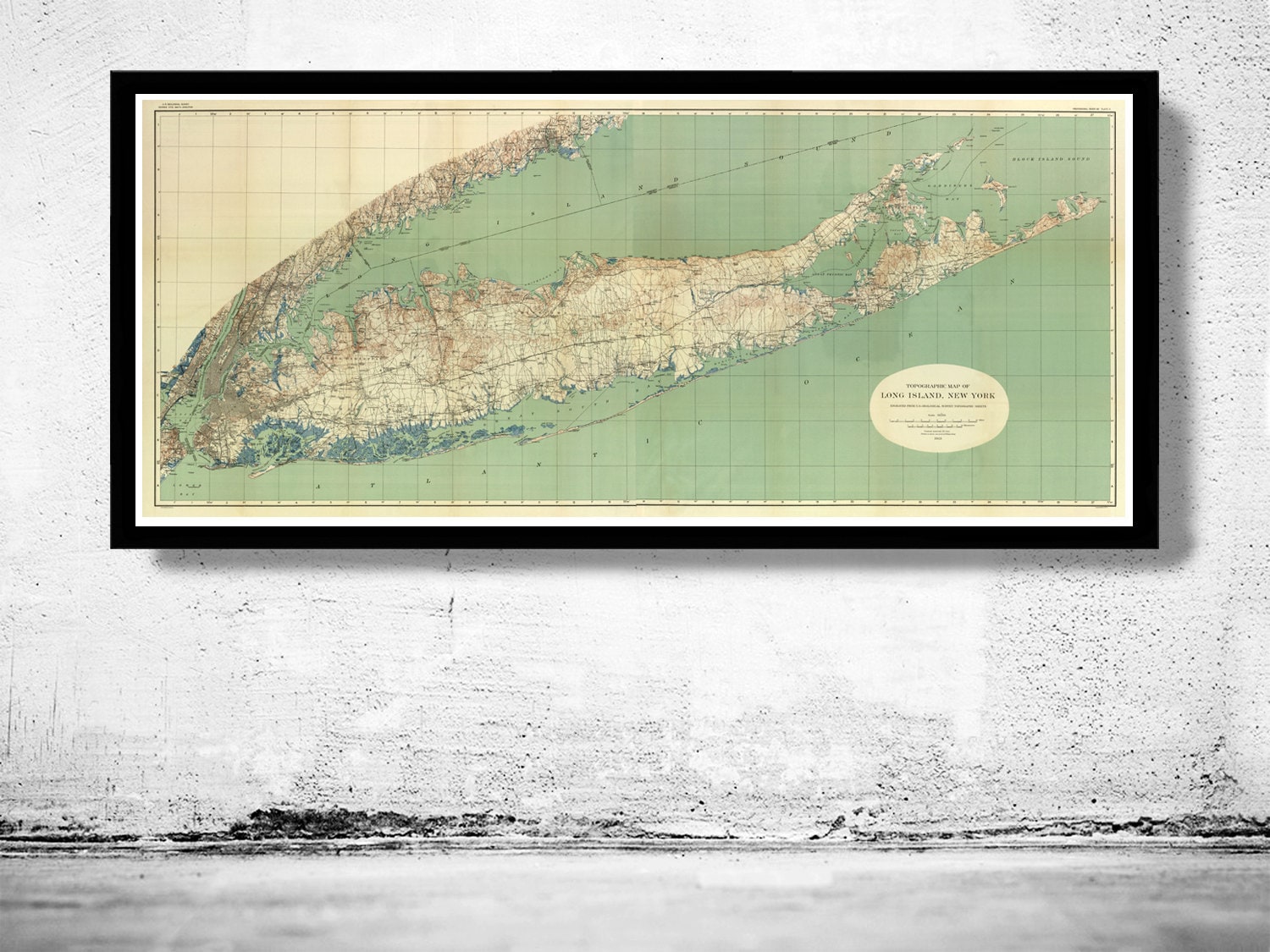 Old Map Of Long Island 1913 Vintage Map | Vintage Poster Wall Art Print ...