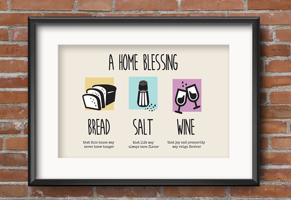 House Blessing, Iconic, Bread Salt Wine Quote, Housewarming Gift ...
