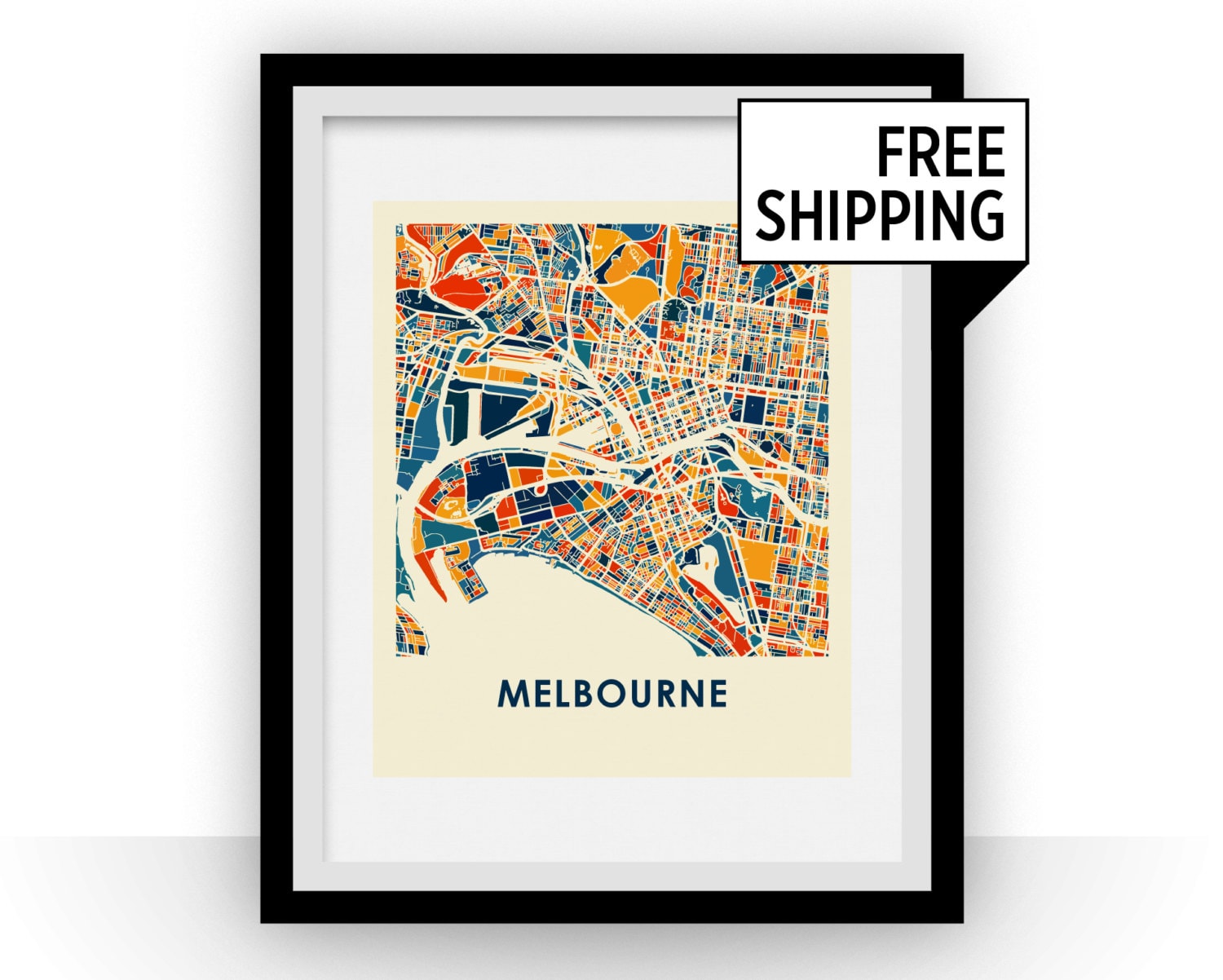 Melbourne Map Print - Full Color Map Poster Designed & Sold By ...