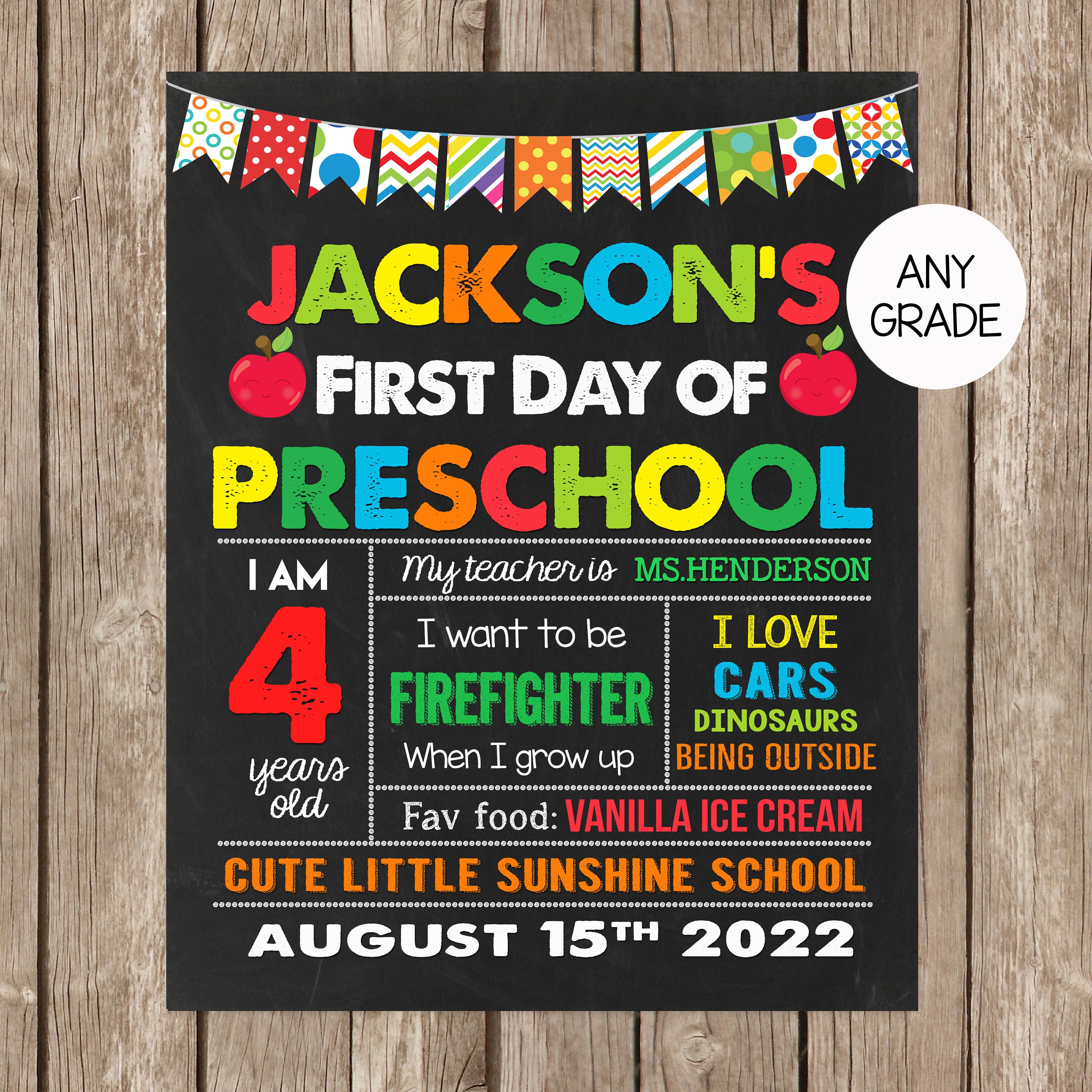 First Day Of School Sign Printable Back To School Sign Chalkboard First ...