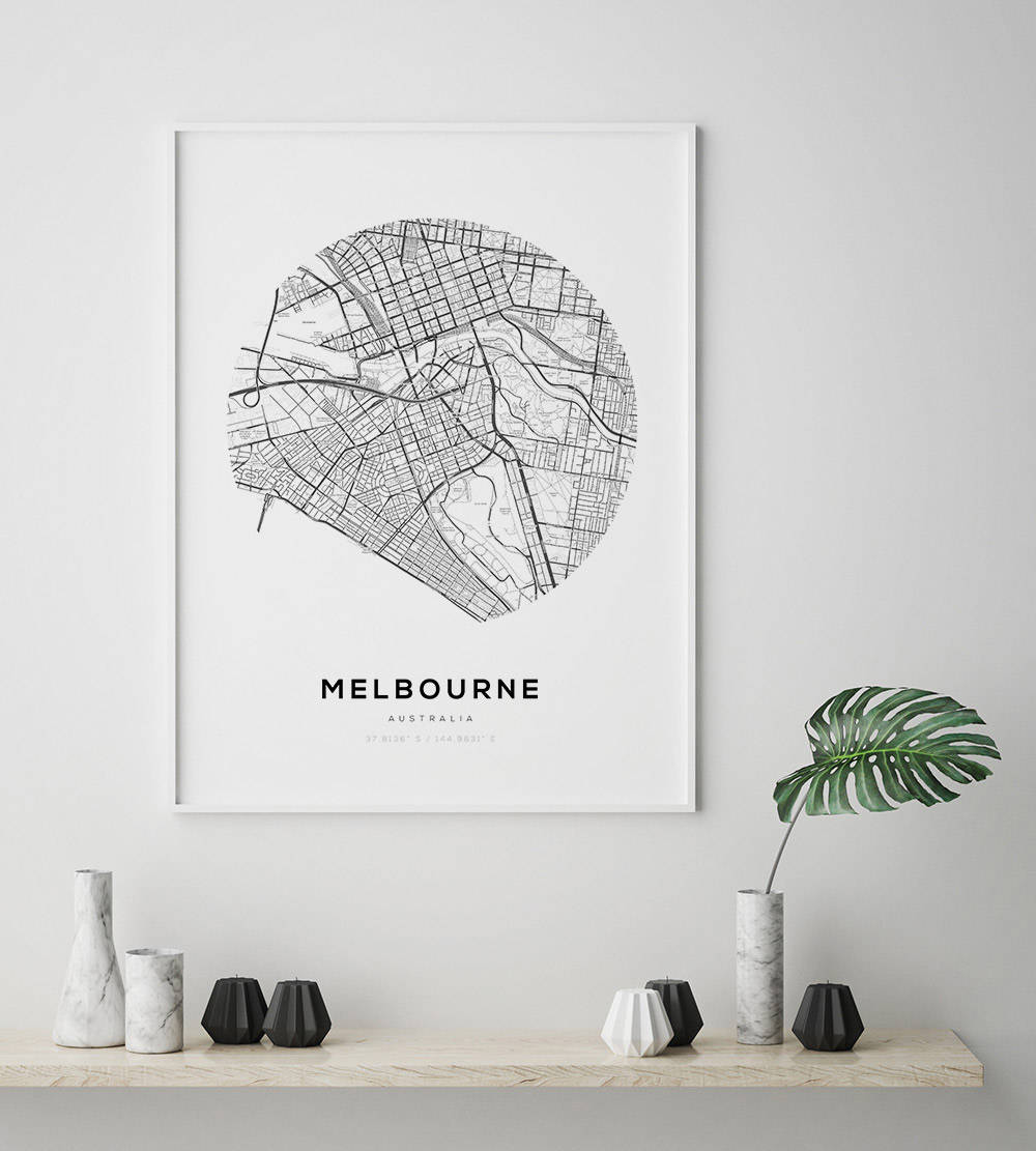 Melbourne City Map, Street Map Art, Australia Map Print, Circle Map ...