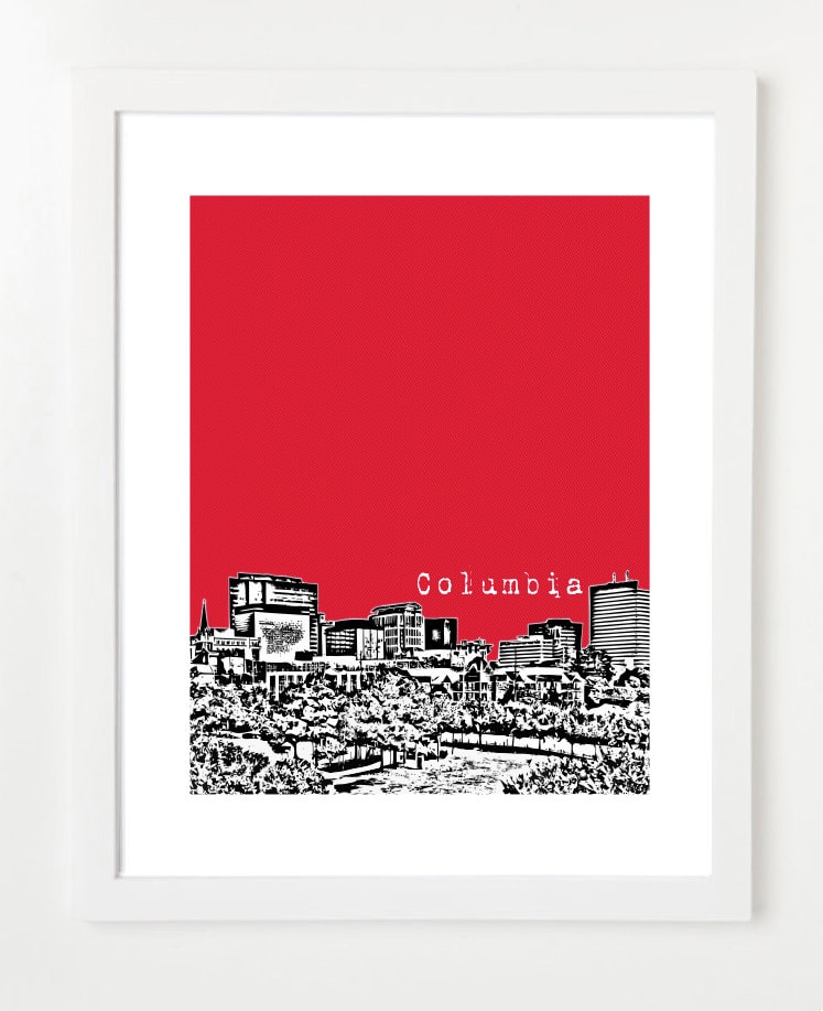 Columbia South Carolina Poster City Skyline Art Print - Columbia, SC ...