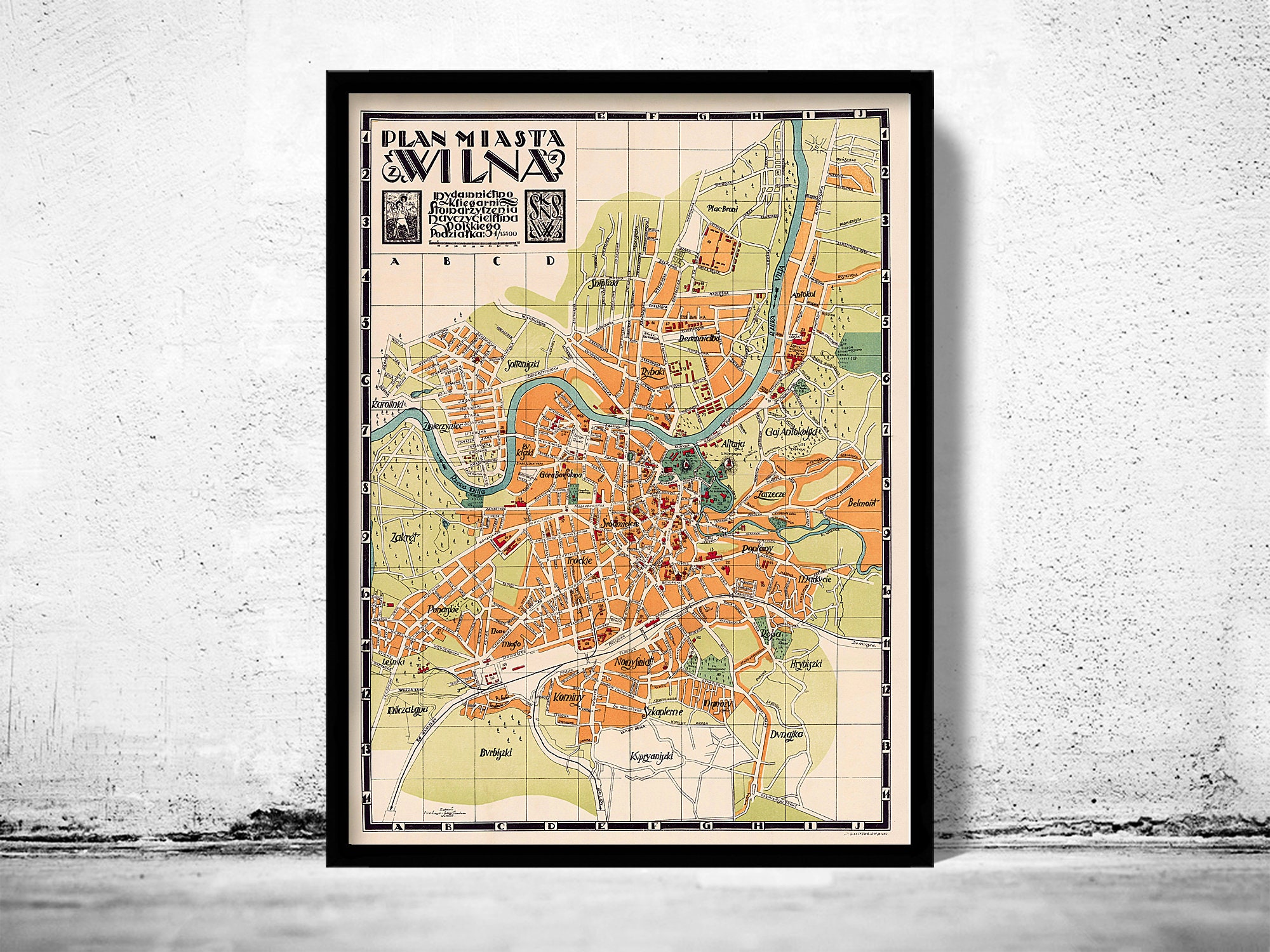 Old Map Of Vilnius Lithuania 1930 Vintage Map | Vintage Poster Wall Art ...