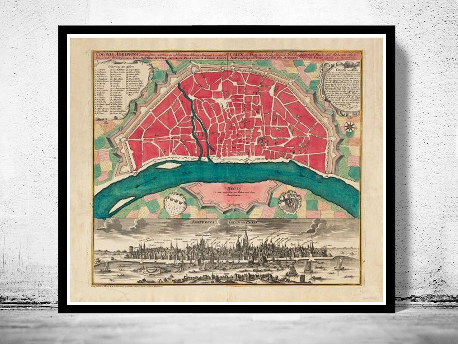 Old Map Of Koln Cologne, Germany 1740 | Vintage Poster Wall Art Print ...