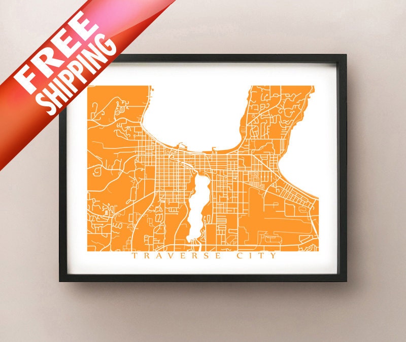 Traverse City Map Print - Michigan Poster