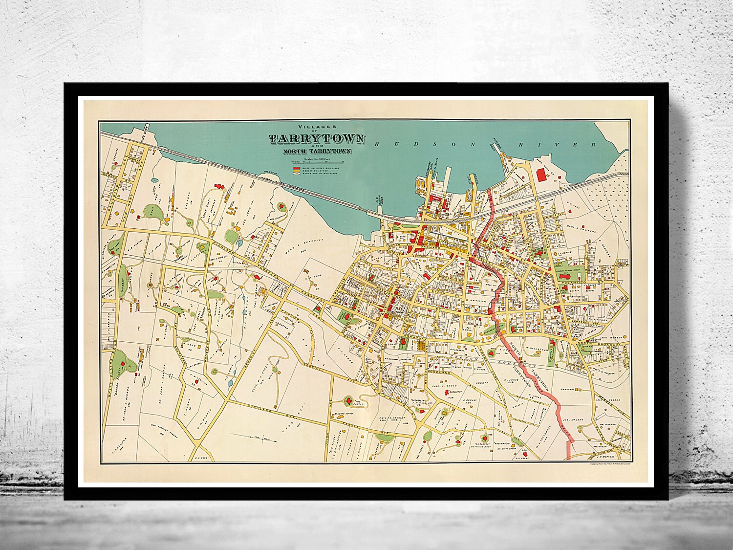 Old Map Tarrytown Of New York 1893 Vintage Map | Vintage Poster Wall ...