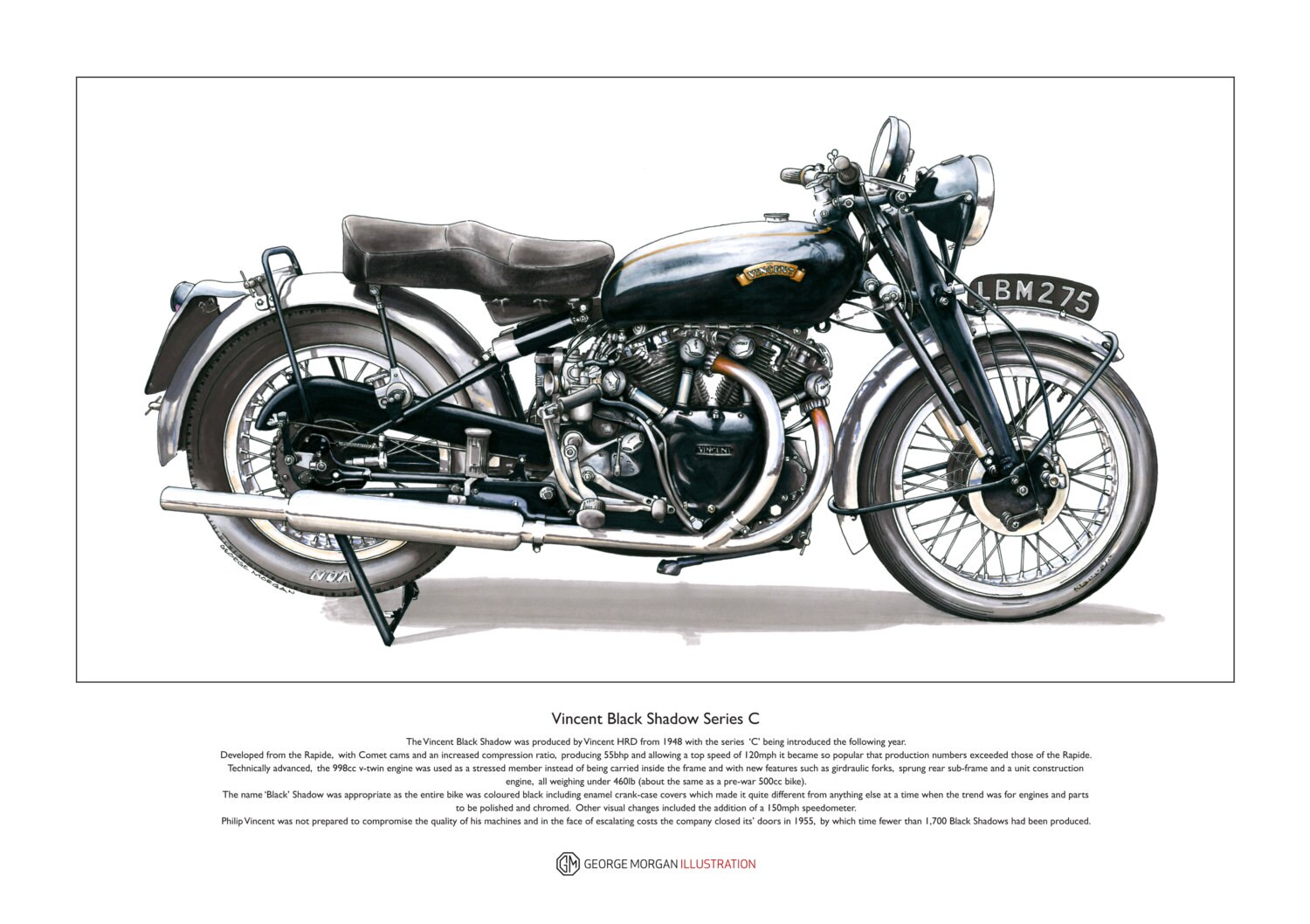 Vincent Black Shadow Series C Limited Edition Fine Art Print A3 Size ...