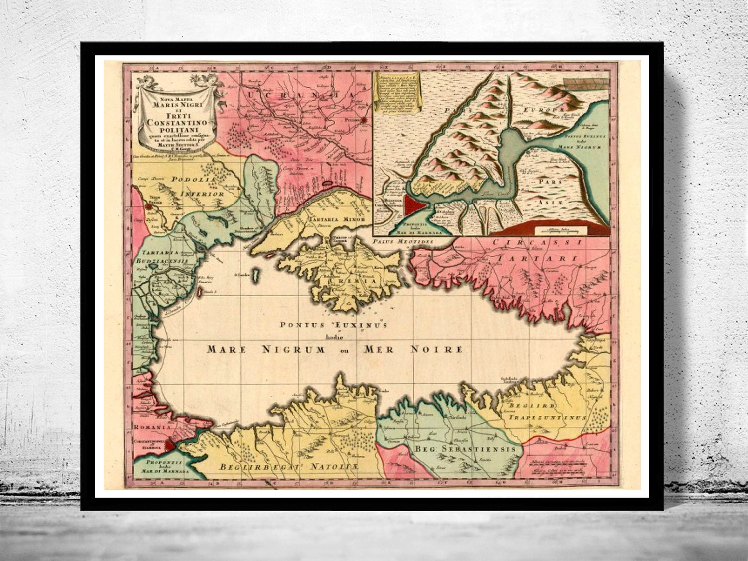Old Map Of Black Sea 1750 Crimea Vintage Map | Vintage Poster Wall Art ...