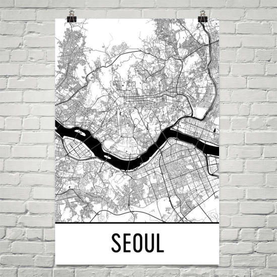 Seoul Map, Seoul Art, Seoul Print, Seoul Poster, Seoul Wall Art, Seoul ...