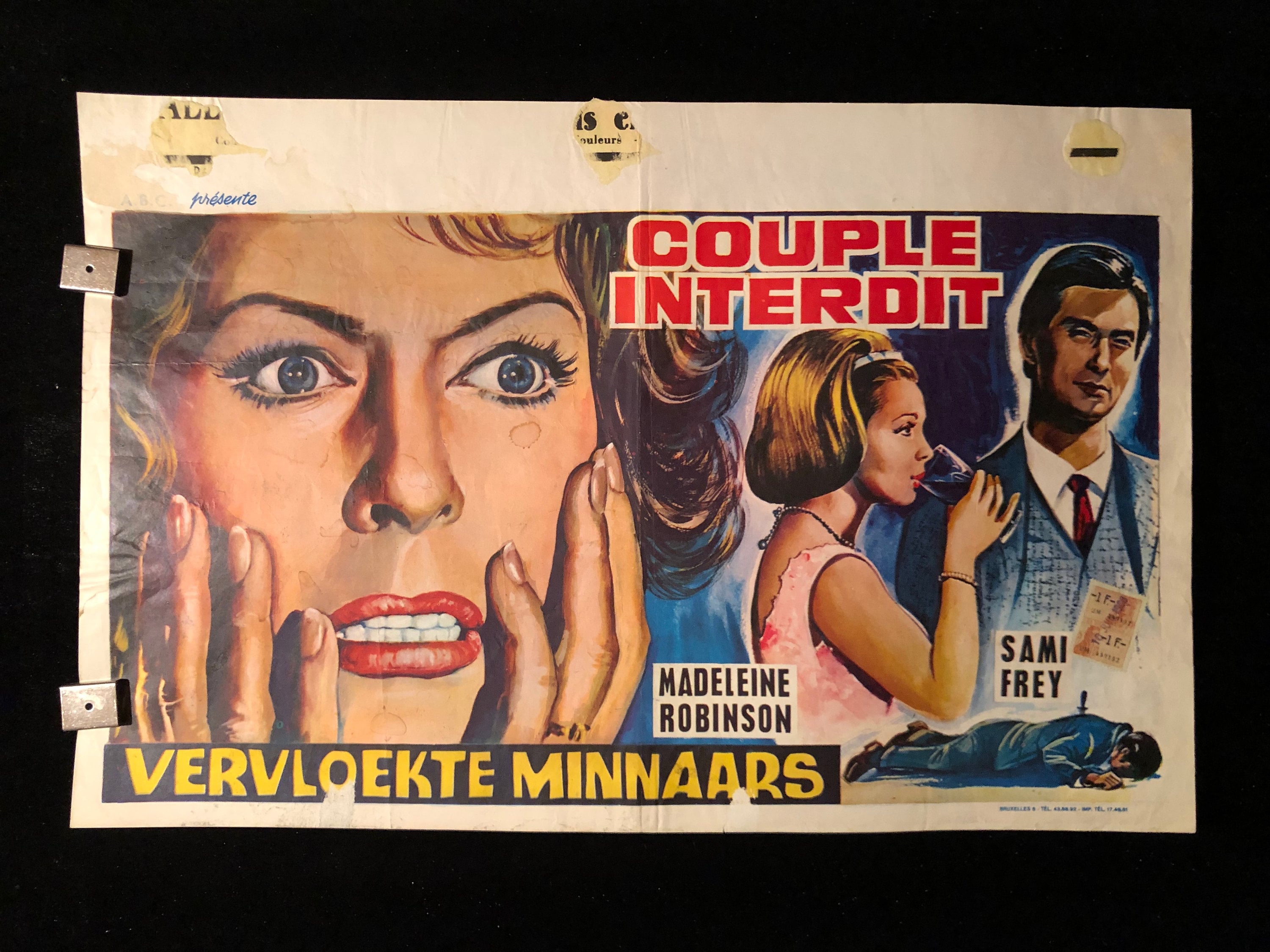 Original 1963 Forbidden Couple Belgian Movie Poster Noir, Madeline ...