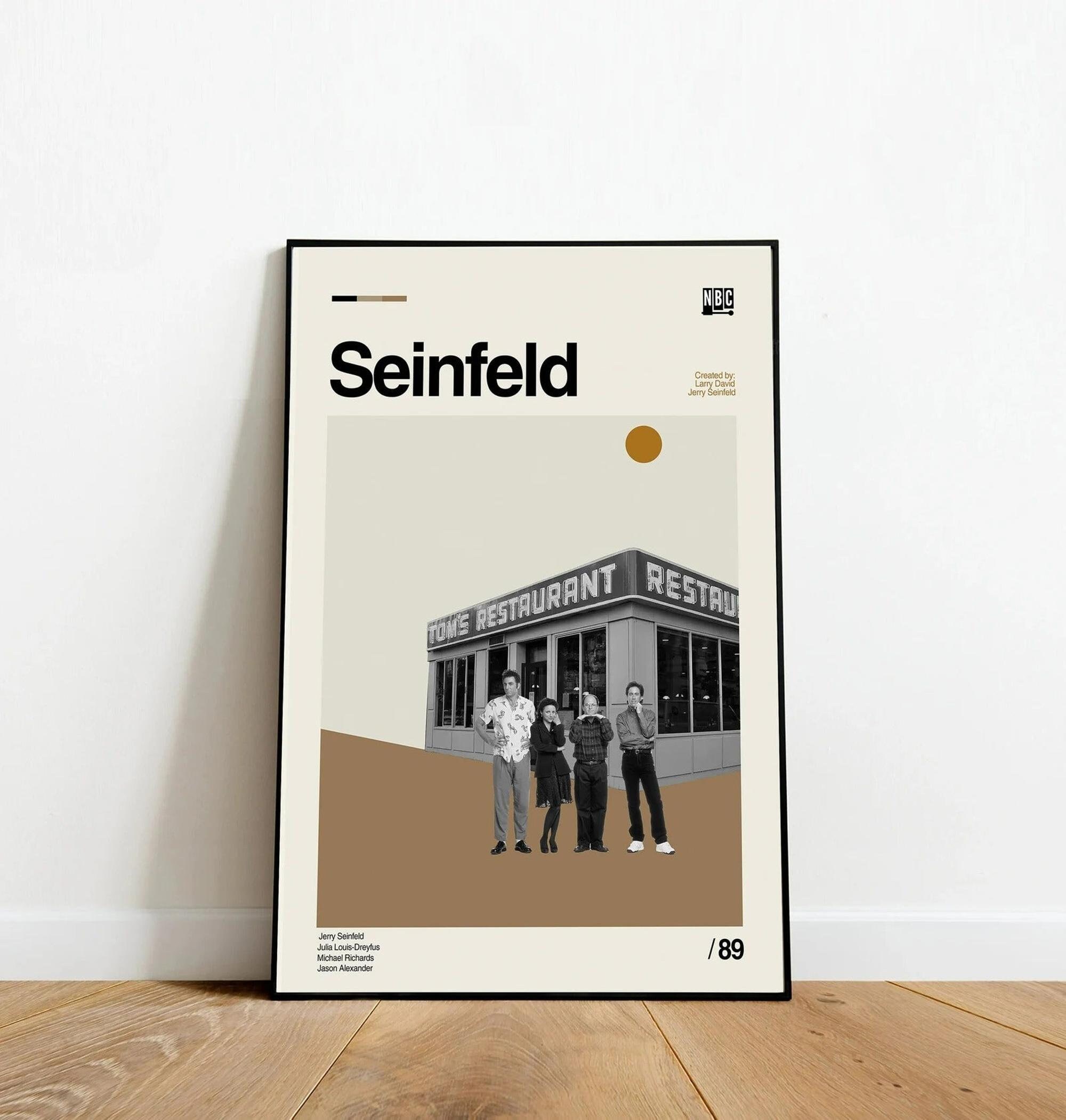 Mid Century Modern Seinfeld Posters, Retro Movie Minimalist Wall Art ...