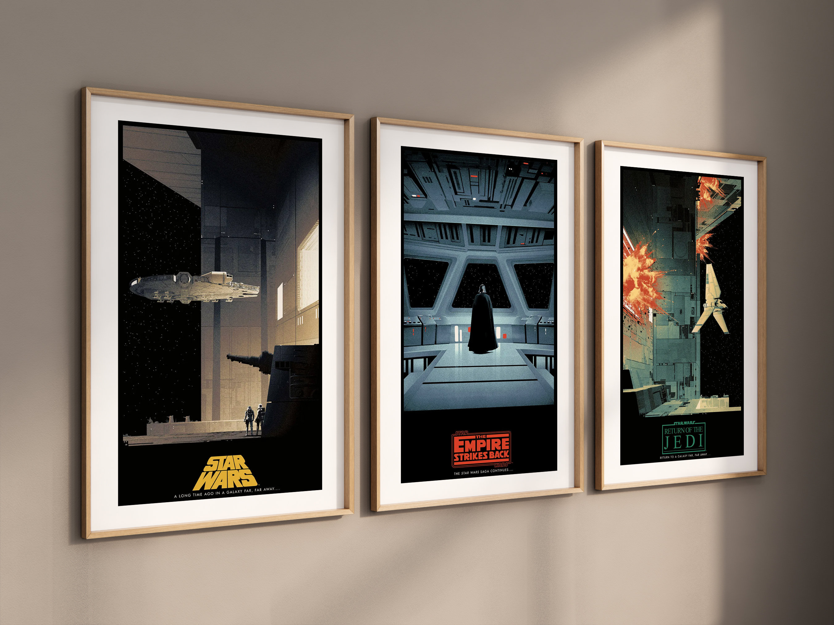 Star Wars Art Set Of 3 Framed Trilogy Poster, Rare Movie Posters, Star ...