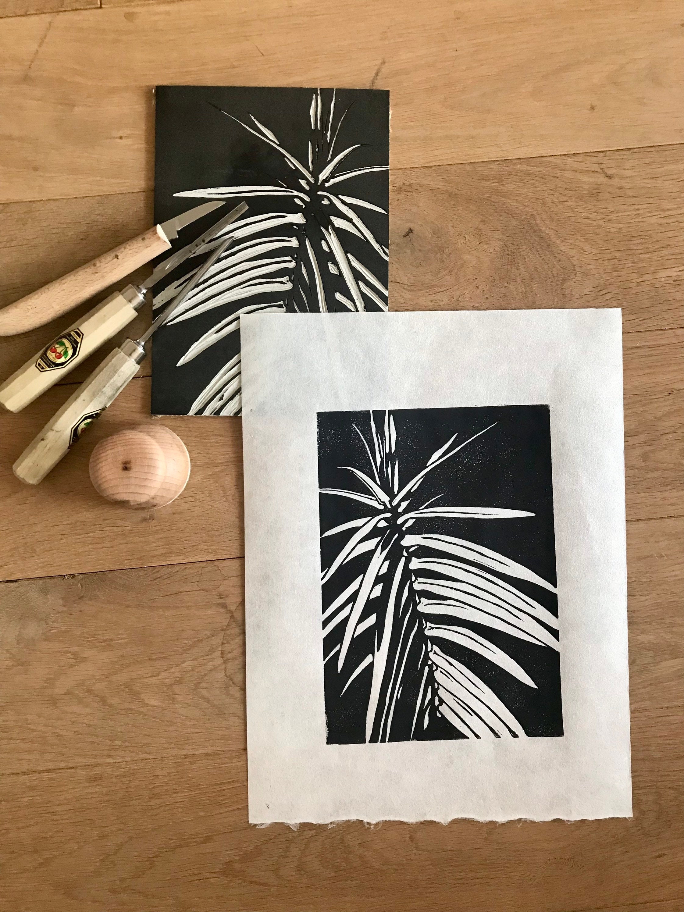 Palm / Leaf | Linocut Designed & Sold By Walrus