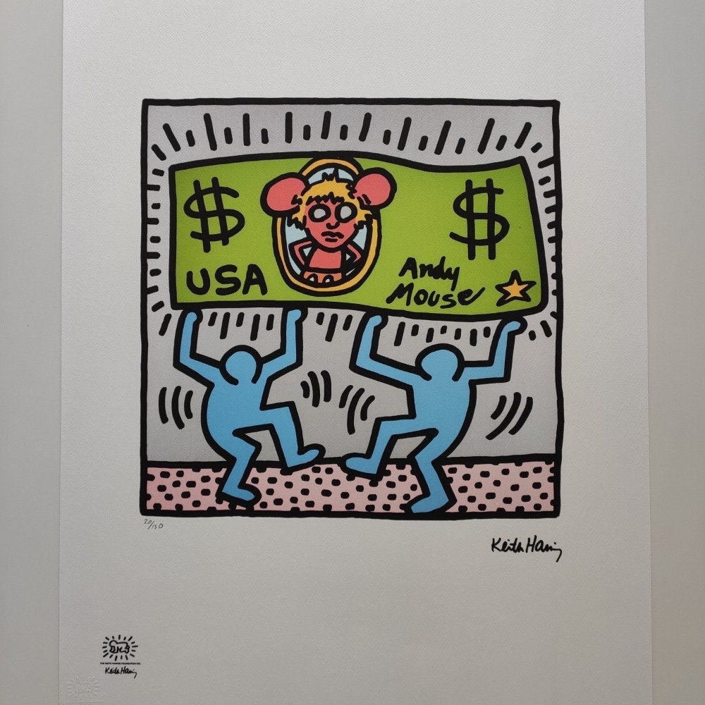 Keith HARING Signed - Dollar - Certificate (Keith Haring Lithograph ...