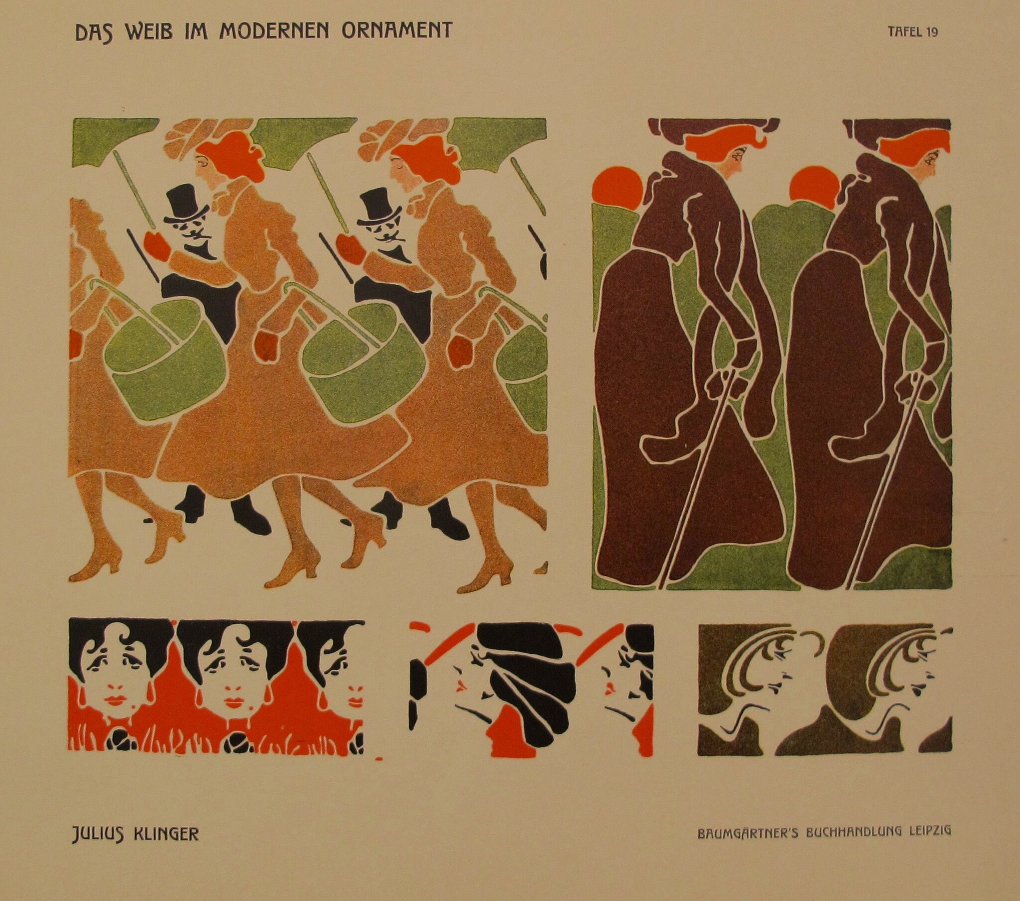 1902 Original German Poster, Das Weib Im Modernen Ornament, Plate 19 ...