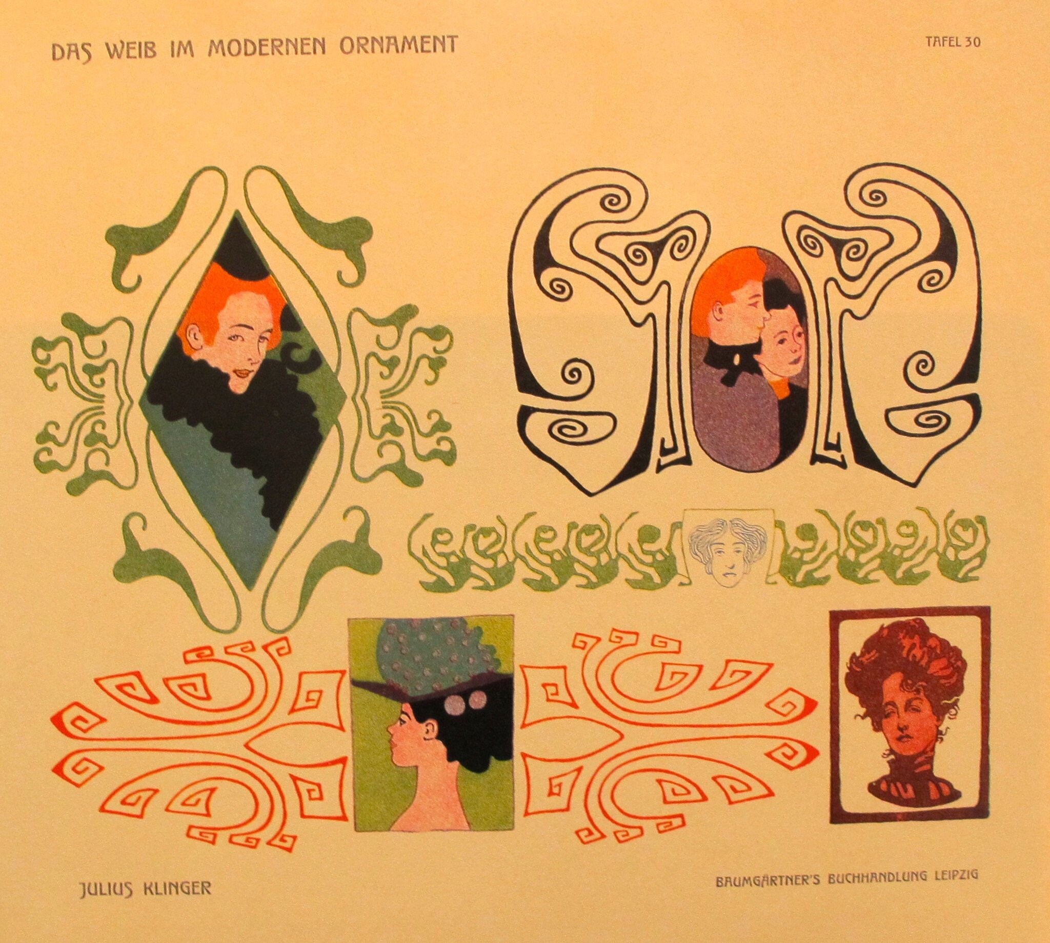 1902 Original German Poster, Das Weib Im Modernen Ornament, Plate 30 ...