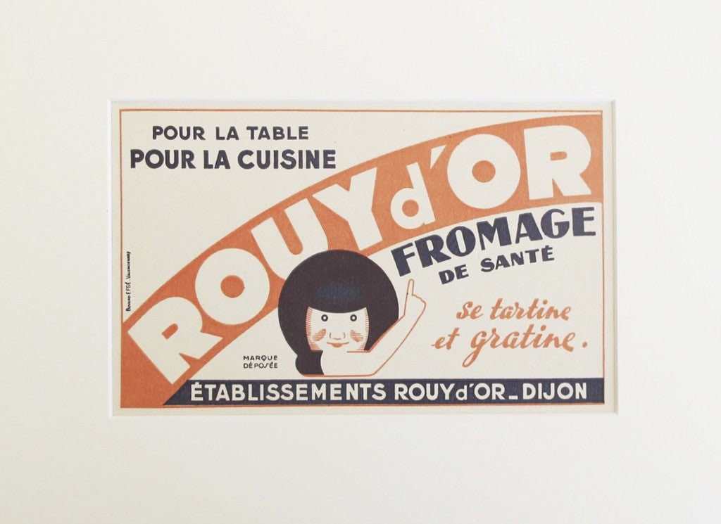 1920s Original Vintage French Blotter, Rouy D'Or Cheese Designed & Sold ...