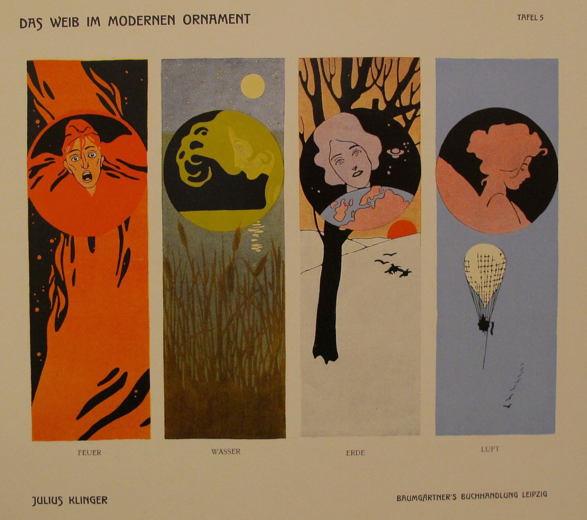 1902 Original German Poster, Das Weib Im Modernen Ornament, Plate 5 ...