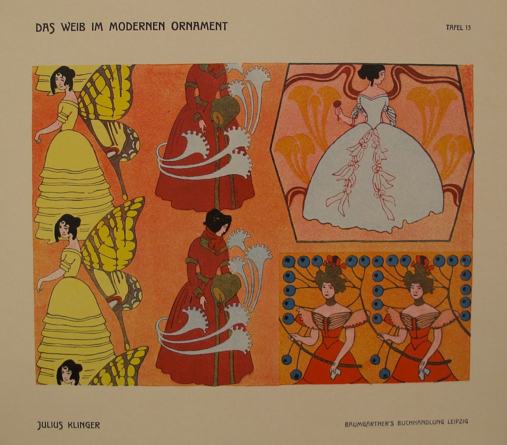 1902 Original German Poster, Das Weib Im Modernen Ornament, Plate 13 ...