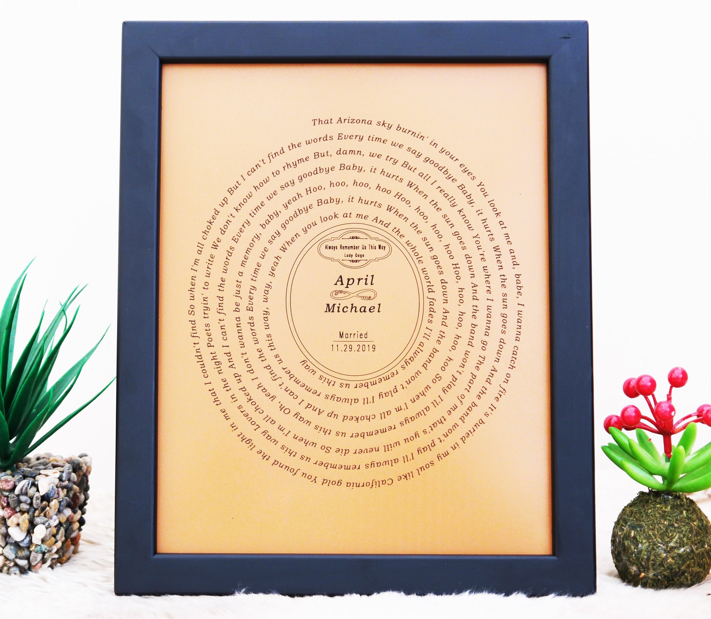 Customized Leather Painting - Favorite Song Lyrics Laser Engraved First ...