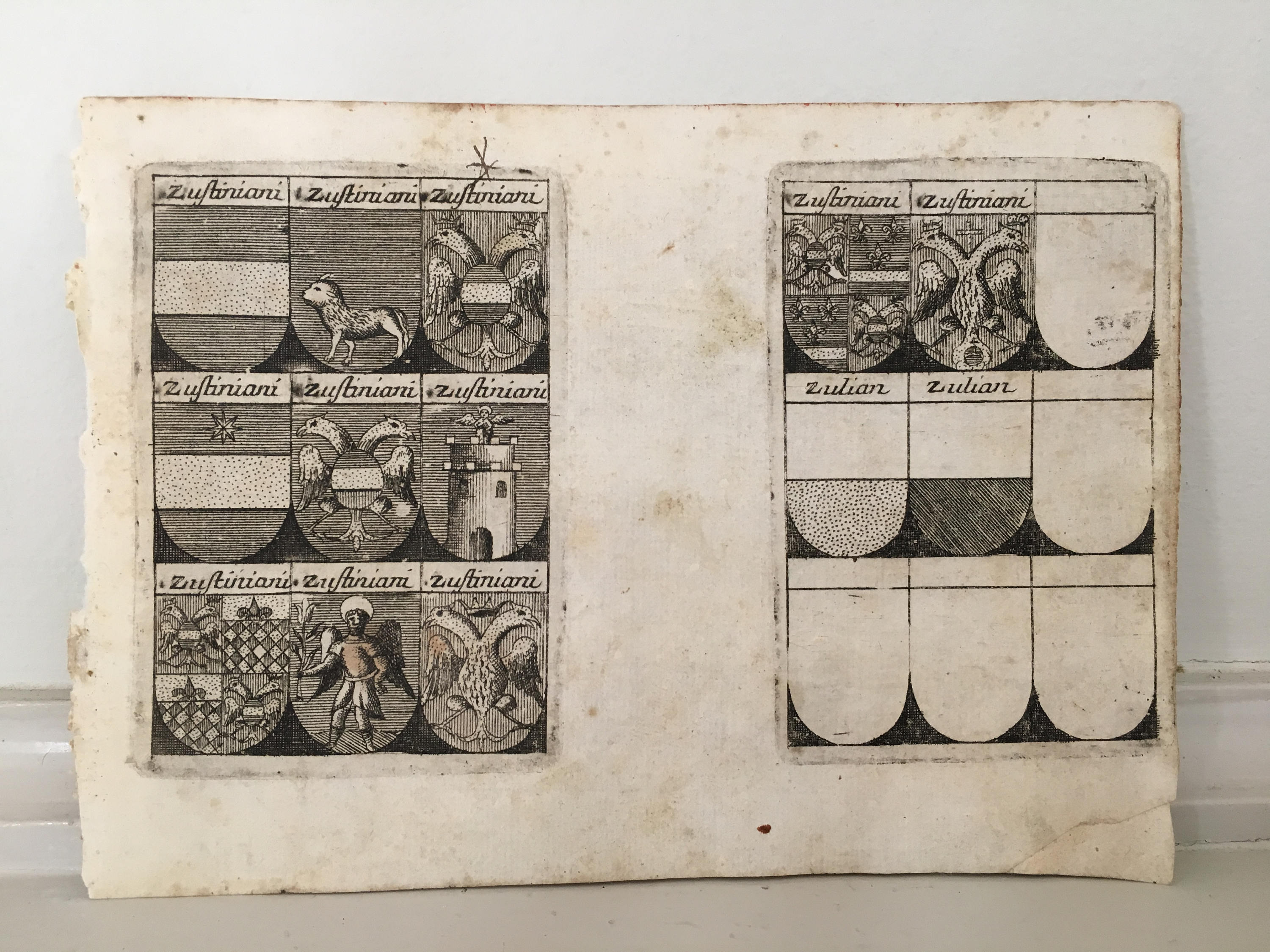 17th C. - COAT Of ARMS CRESTS Heraldry Engraving - Original Antique ...