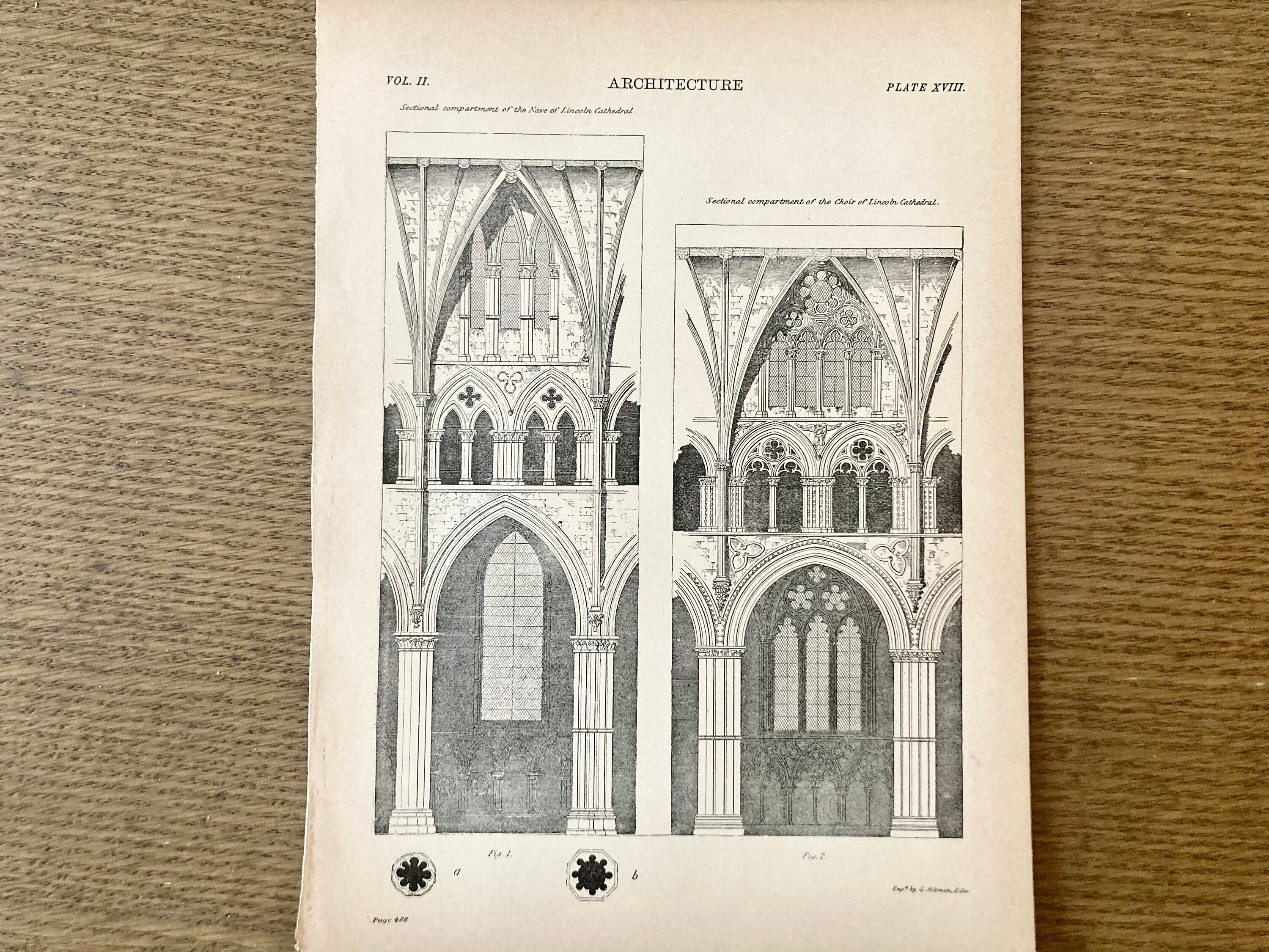 1898 Original Antique Architecture Print-The Lincoln Cathedral-Sections ...