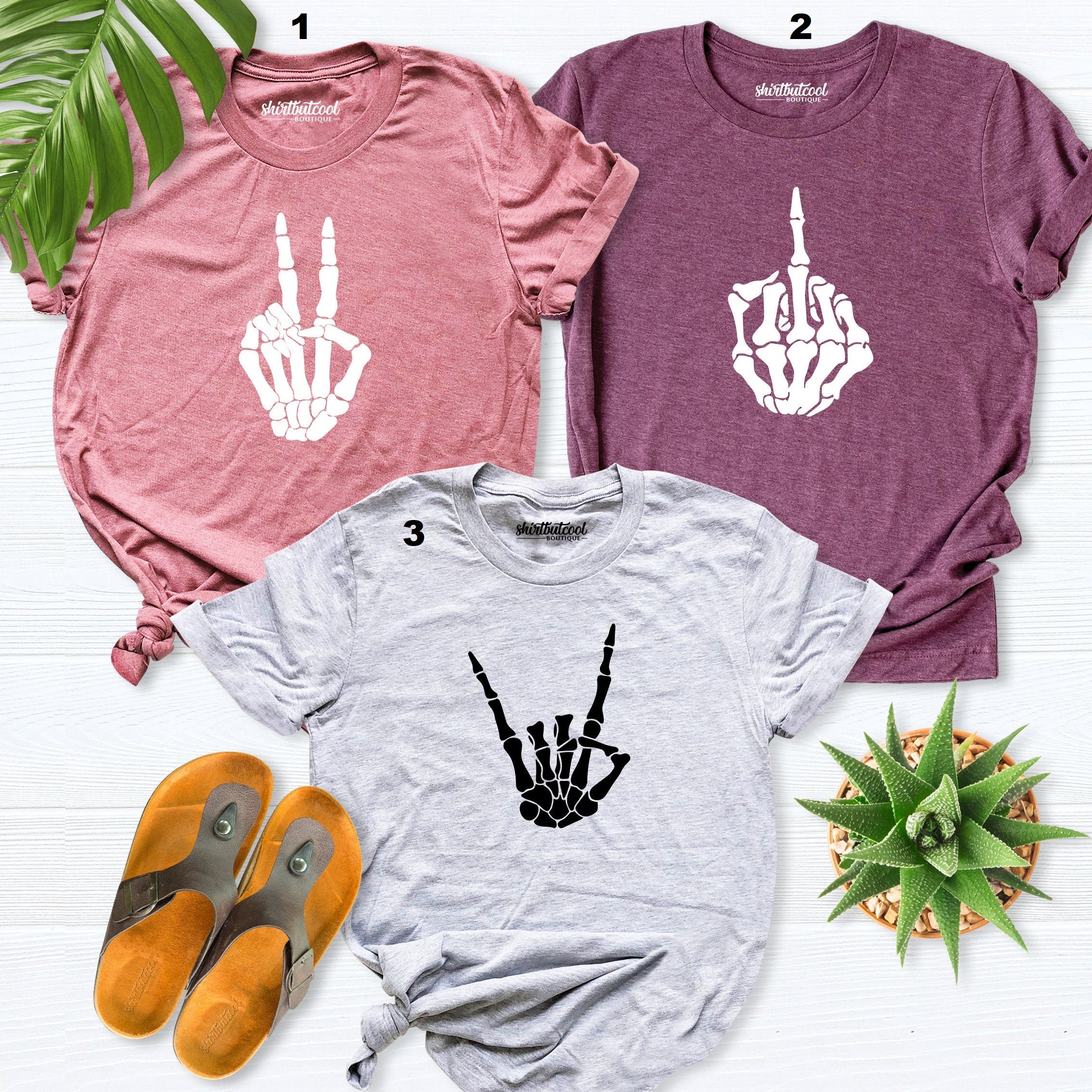 Skeleton Hand Shirt, Funny Skeleton Shirt, Matching Friend Rock Roll Shirt