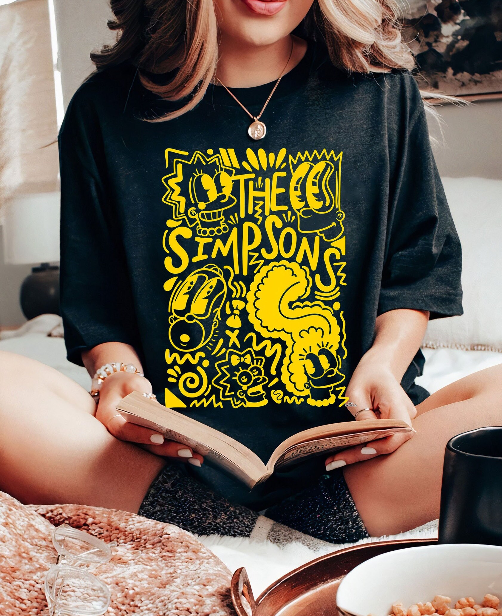 The Simpsons Homer Marge Lisa Bart Maggie Doodle T-Shirt, Disneyland ...