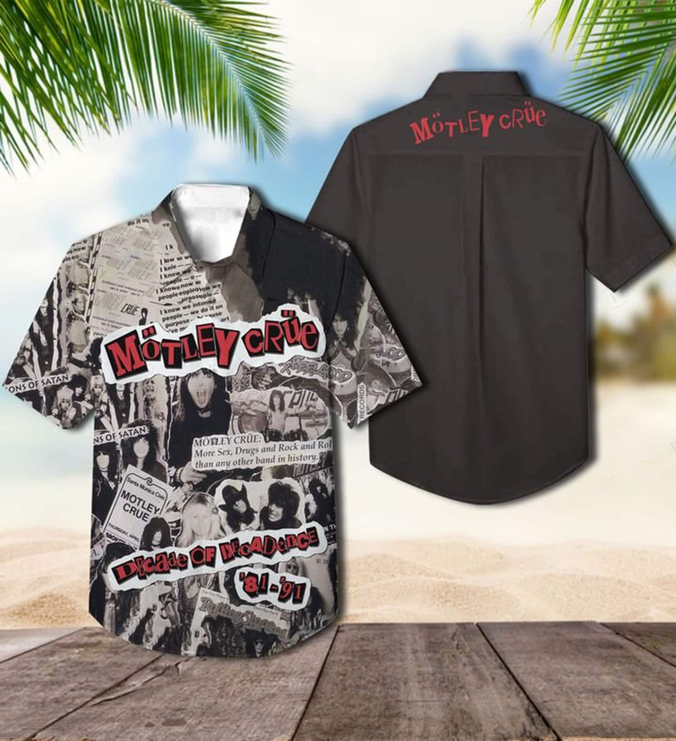Motley Crue Hawaiian Shirt, Motley Crue Concert Shirt, Music Hawaiian ...