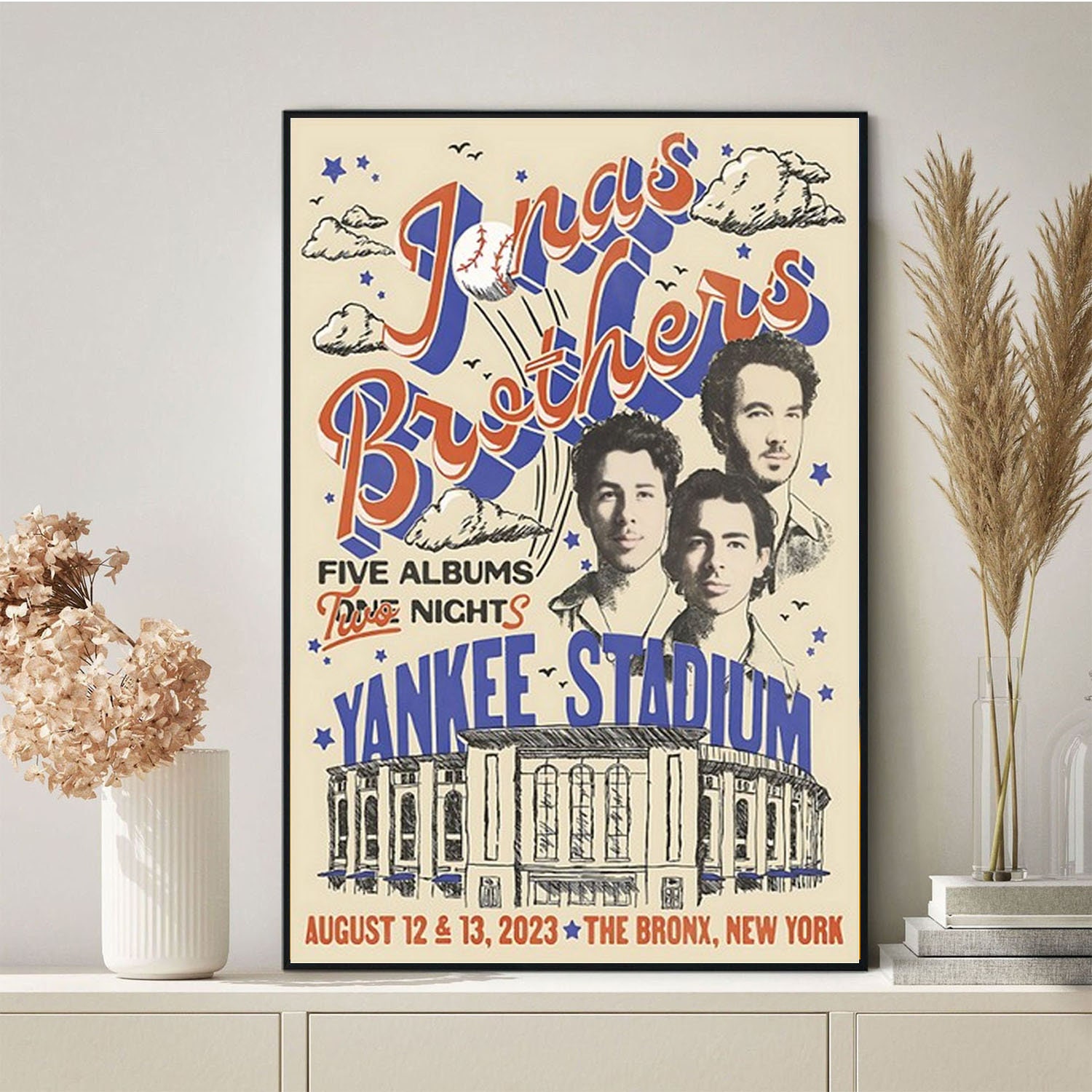 Jonas Brothers Poster, Five Albums One Night Tour Bronx NY 2023 Poster ...