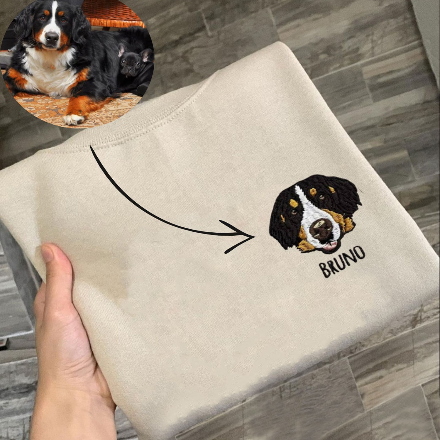 Custom Pet From Your Photo Embroidery Sweatshirt