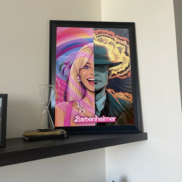 Barbenheimer Movie Poster Design, Robbie And Cillian Art