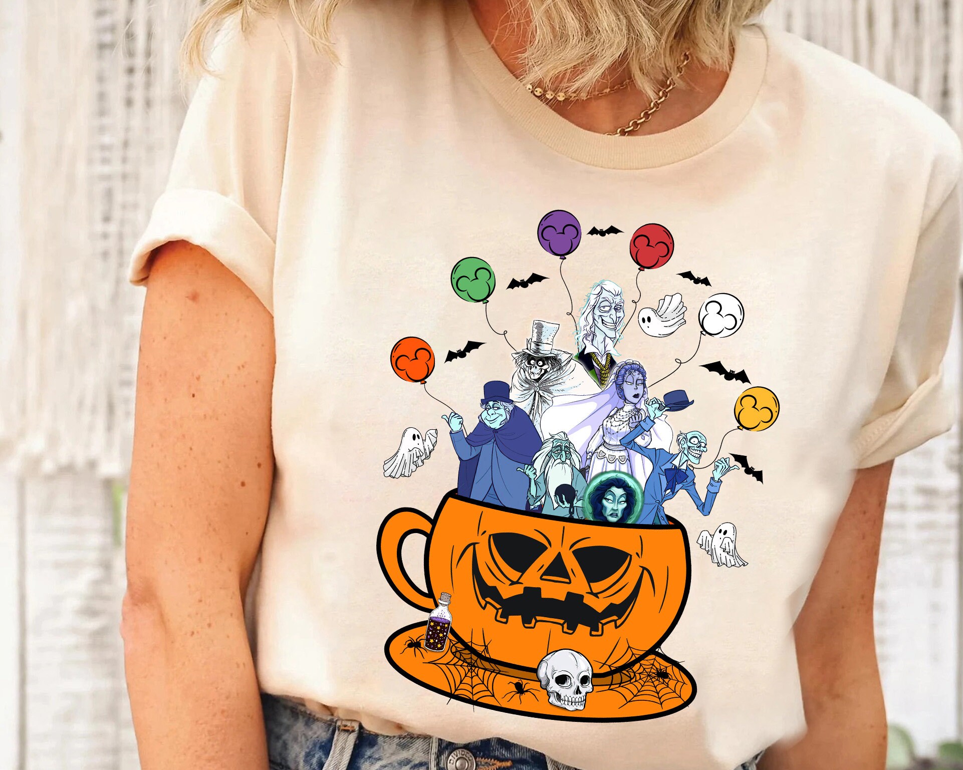 Disney Halloween Haunted Mansion Pumpkin Teacup Shirt