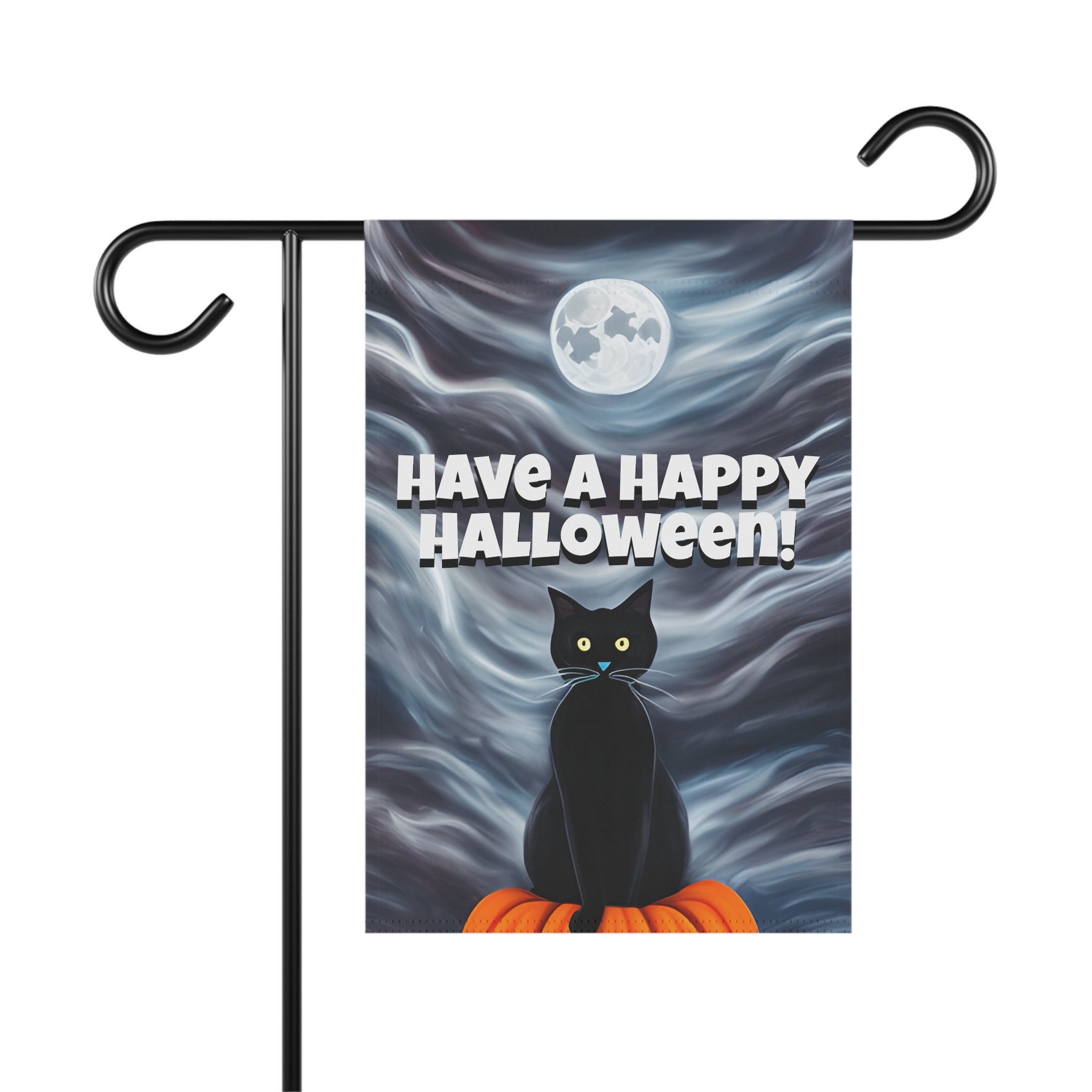 Black Cat Happy Halloween! Garden Flag,Spooky Halloween Flag