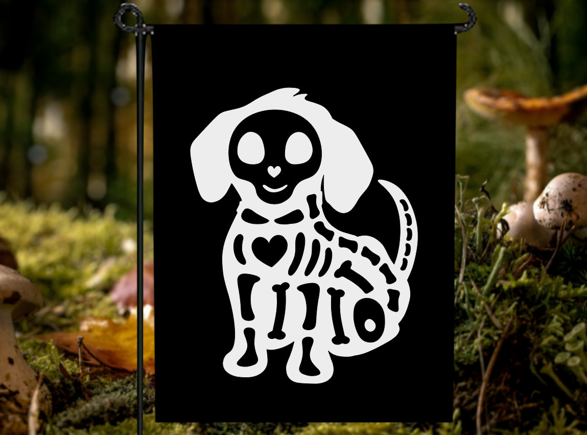 Dog Skeleton Garden Flag, Skeleton Dog Flag Designed & Sold By Quarsh ...